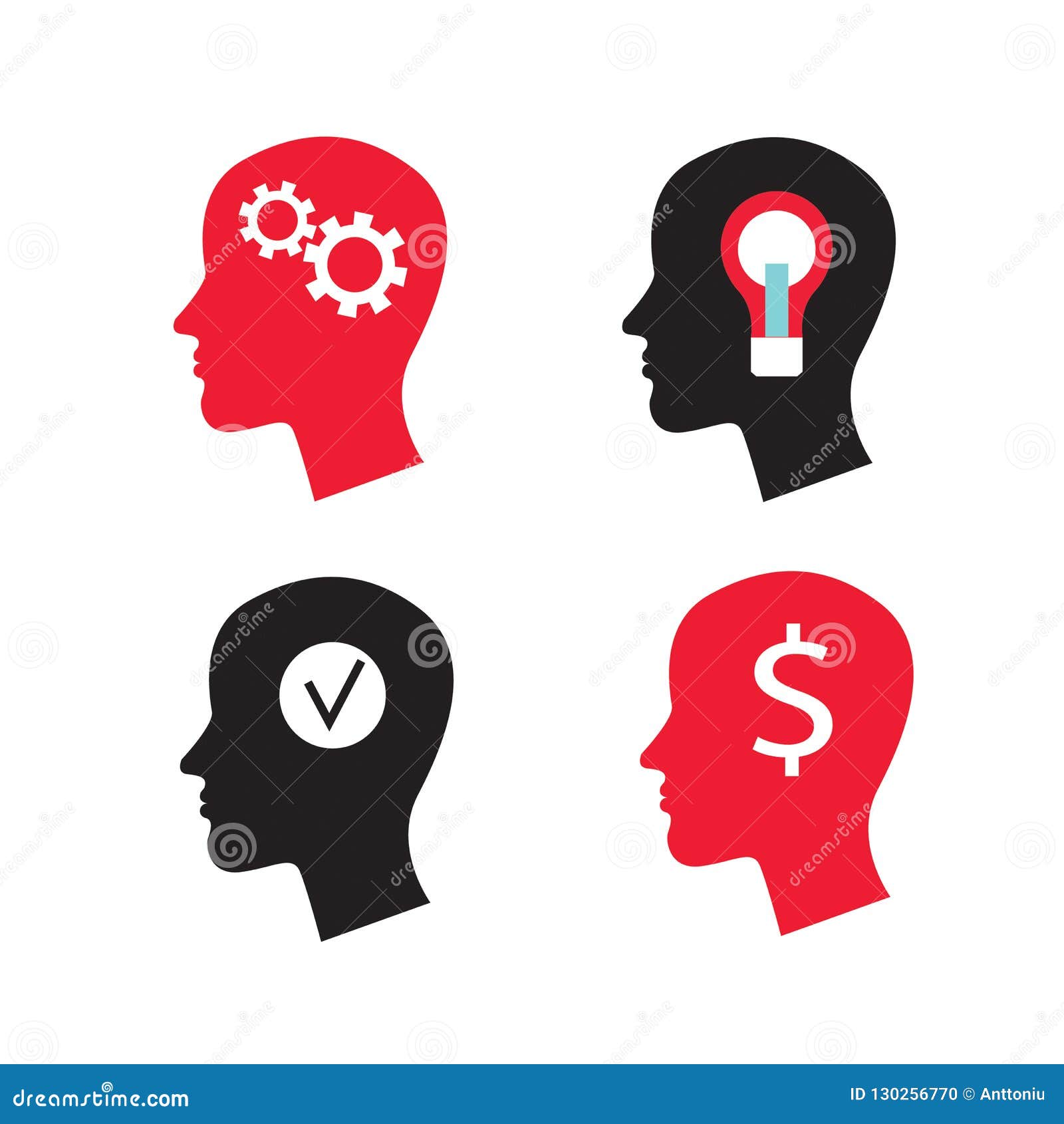Infographic Elements Head Profile, Brain Storming, Bright Ideas and Etc ...