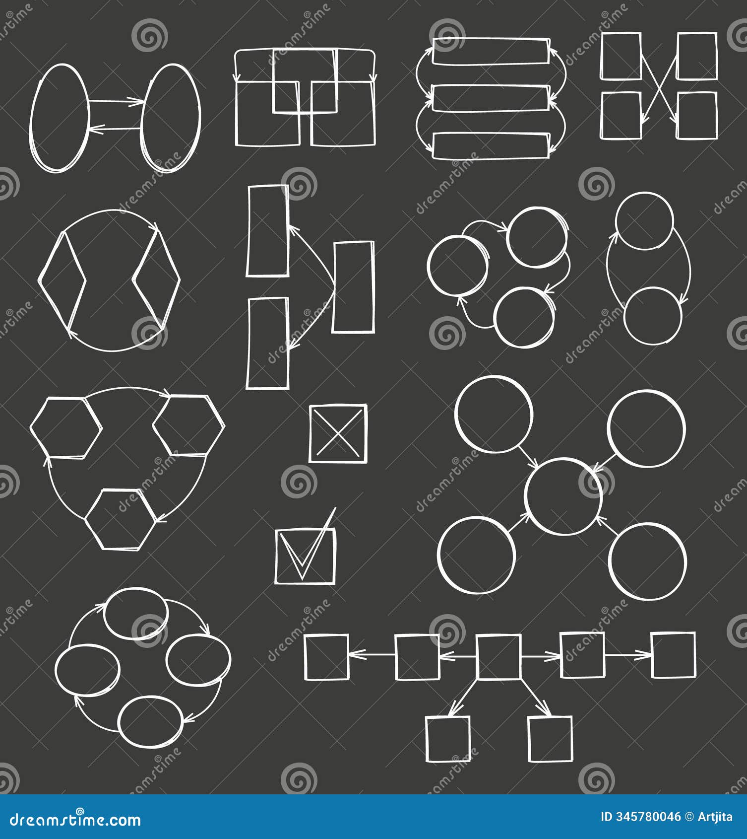Infographic Elements, Including Circles, Arrows, and Square Text Boxes ...