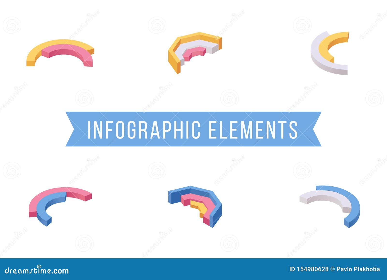 Infographic Elements Isometric Vector Illustrations Set. Various Multi ...