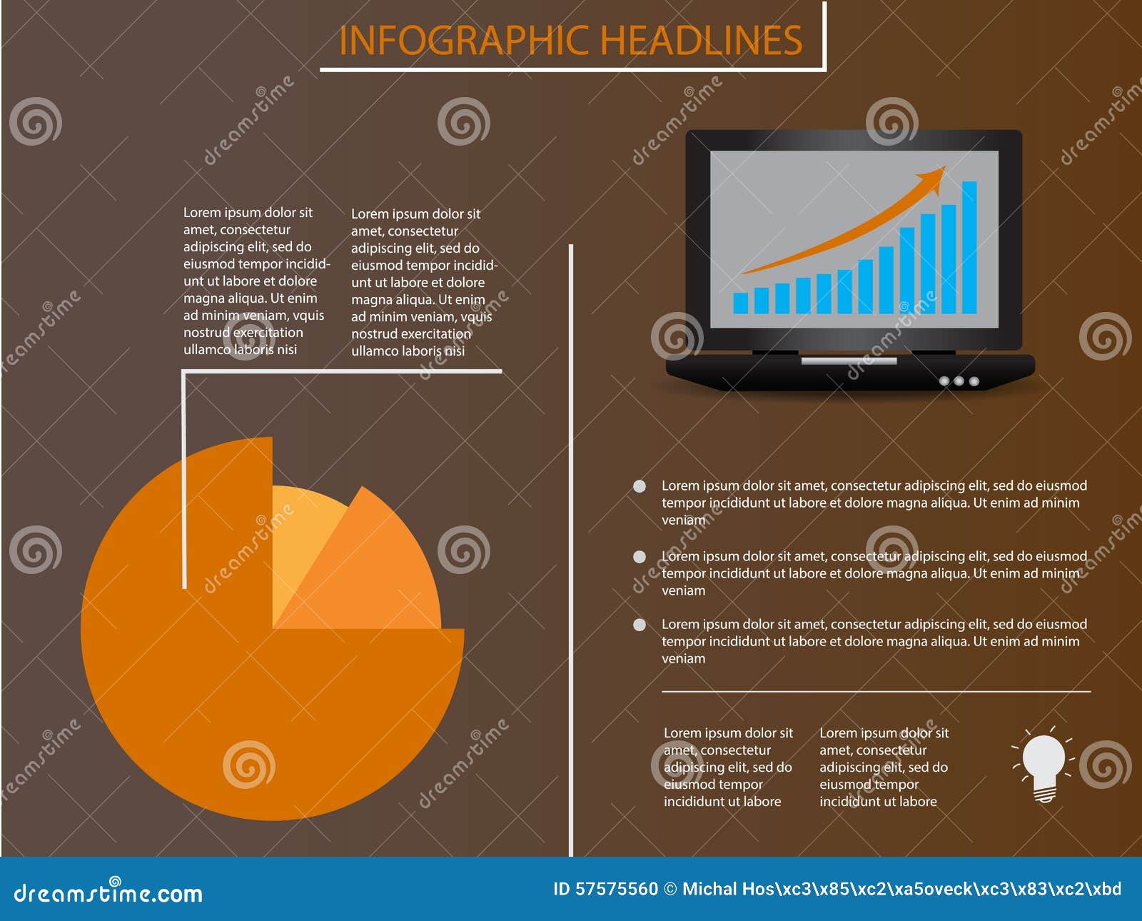 Infographic Elements with Laptop and Diagram Stock Illustration ...