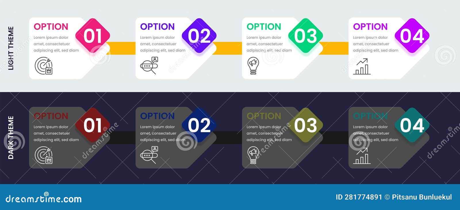 Infographic Elements Light and Dark Theme Stock Vector - Illustration ...