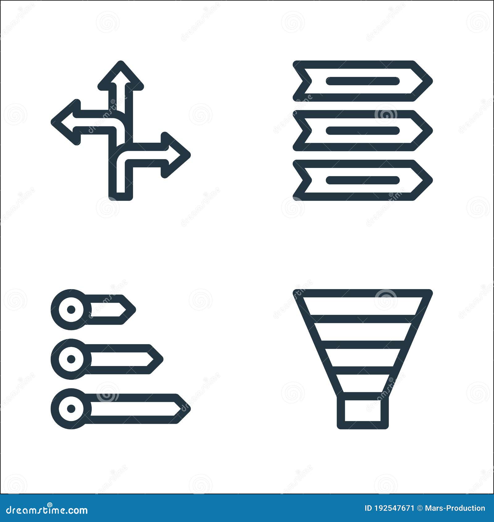 Funnel Arrow Drawing Set Vector Illustration | CartoonDealer.com #20759100