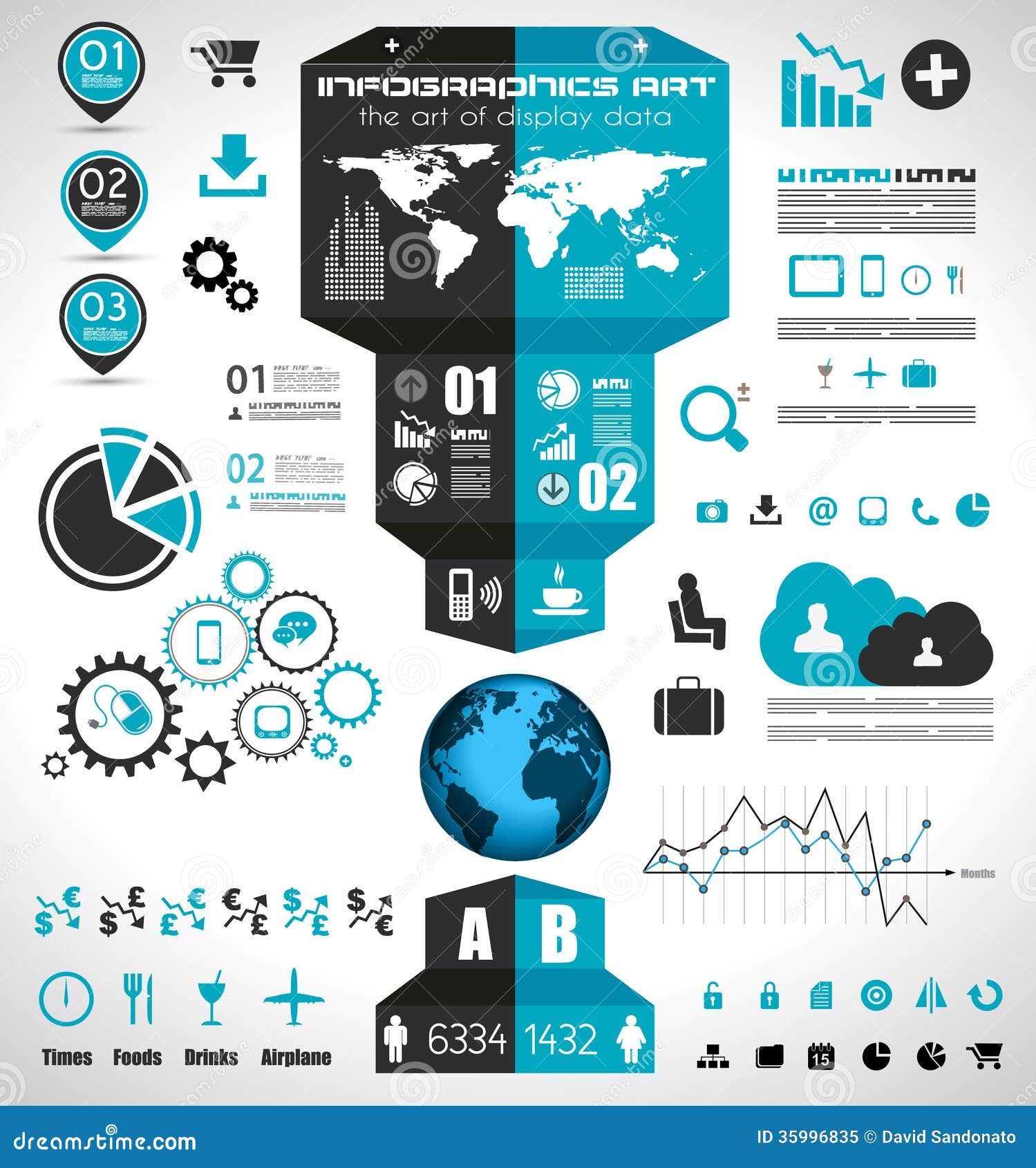 Infographic Elements - Set of Paper Tags, Icons... Stock Illustration ...