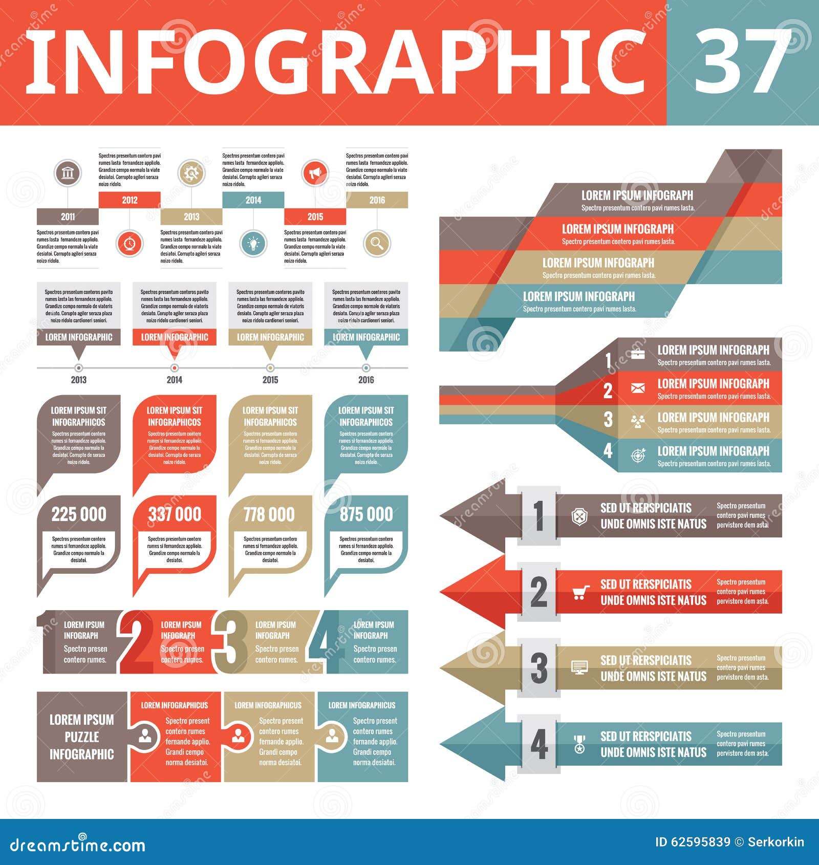 Infographic Elements 37. Set of Vector Design Elements in Flat Style ...