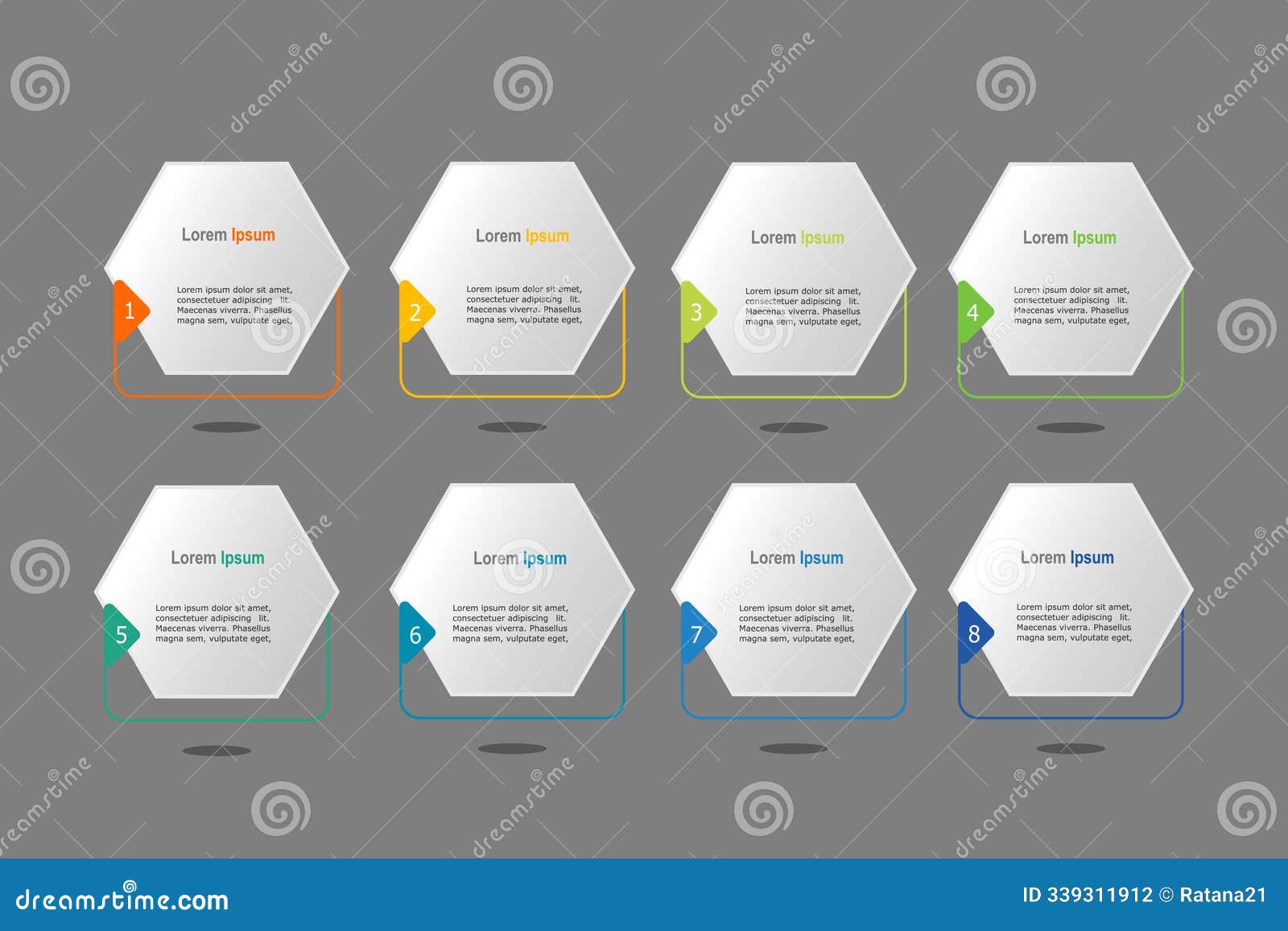 Infographic Element Template, Business Concept with 8 Steps, Grey ...