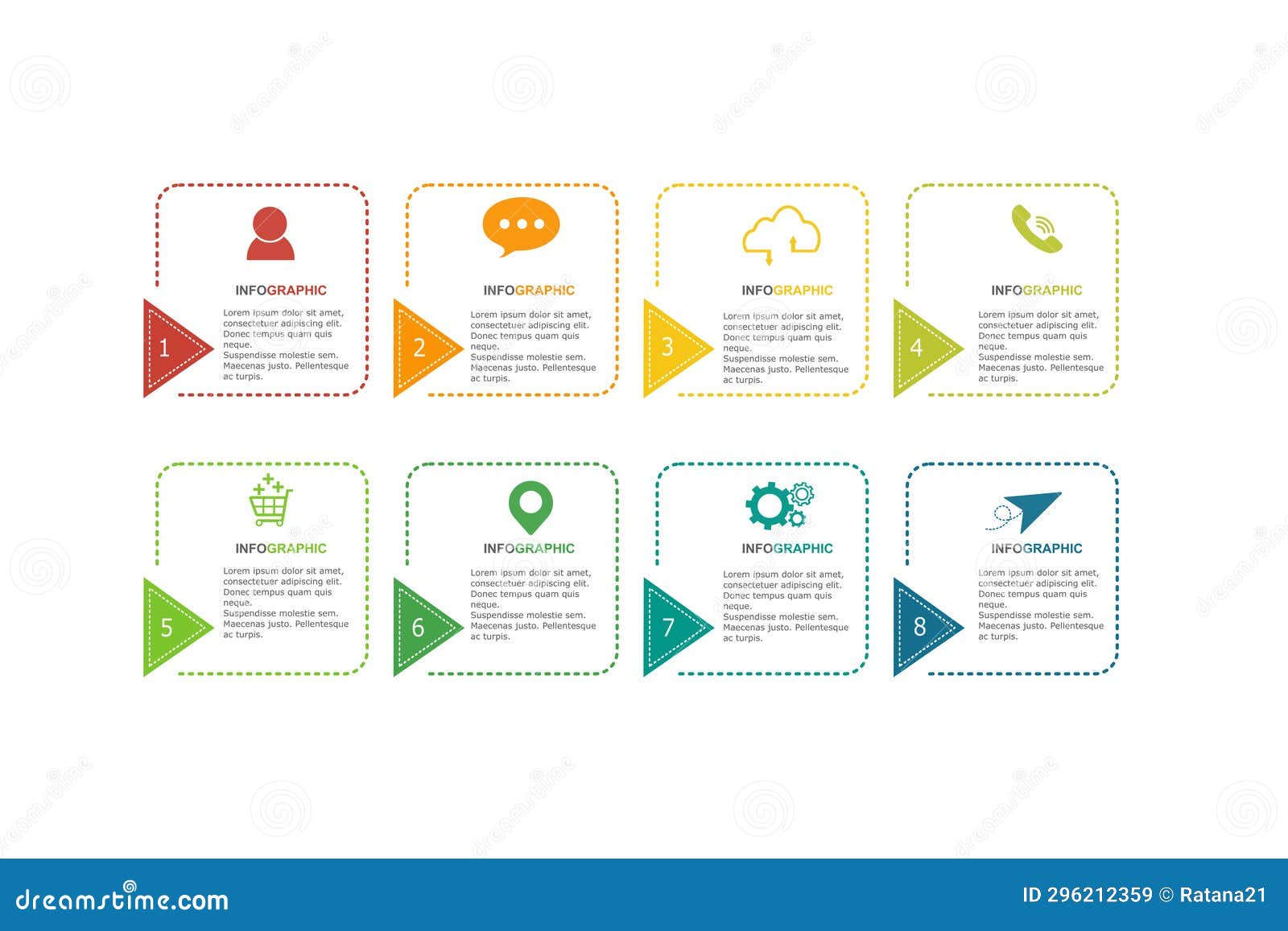 Infographic Element Template, Business Concept with, 8 Steps, Minimal ...