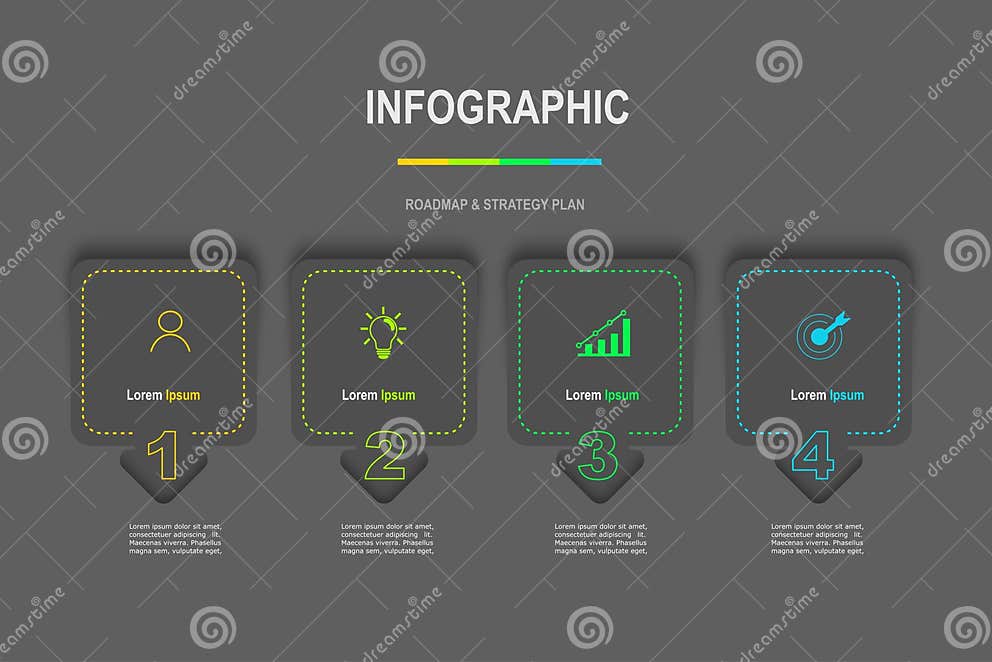 Infographic Element Template, Business Concept with, 4 Steps, Multi ...