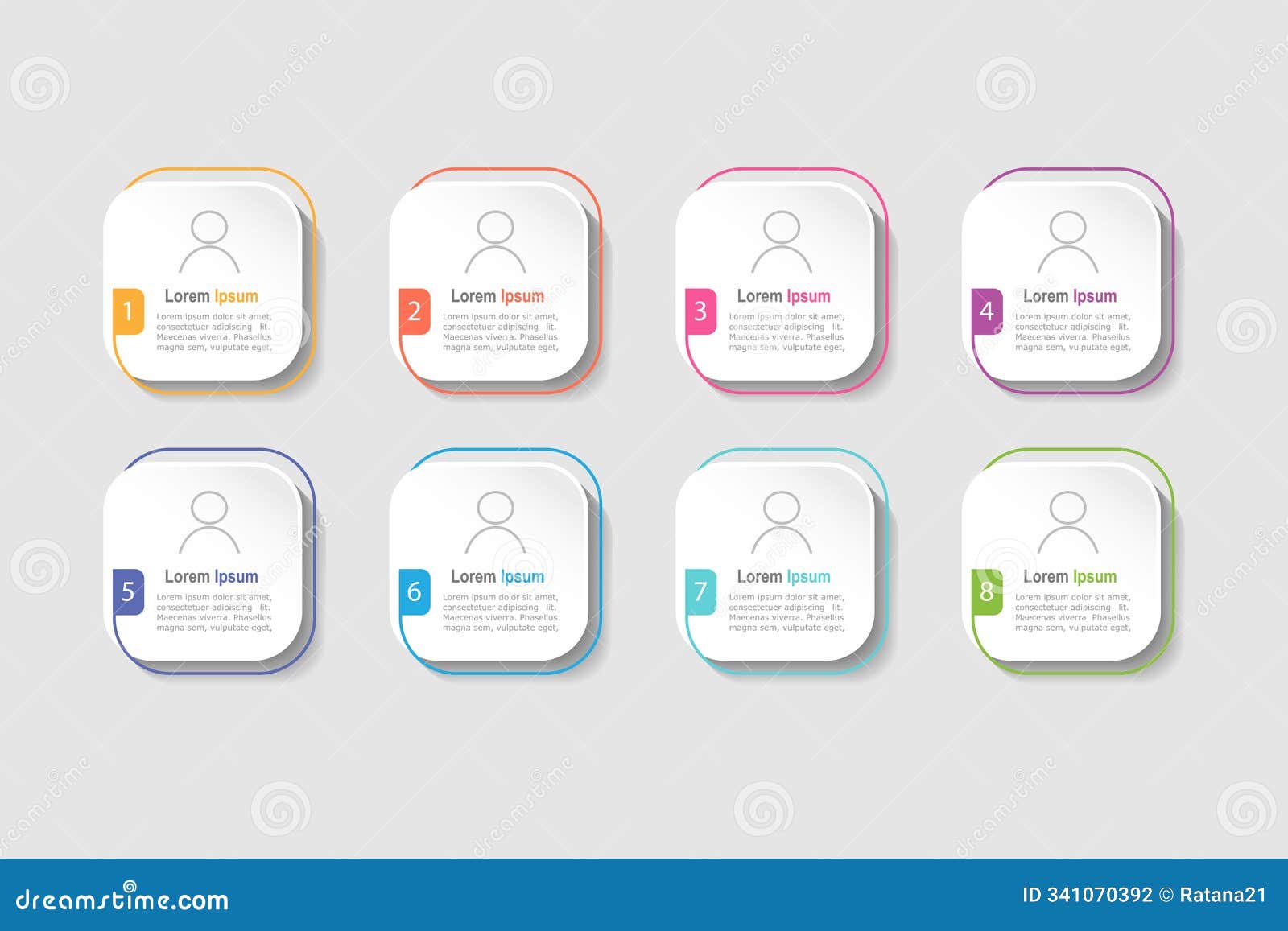 Infographic Element Template, Business Concept with 8 Steps, White ...