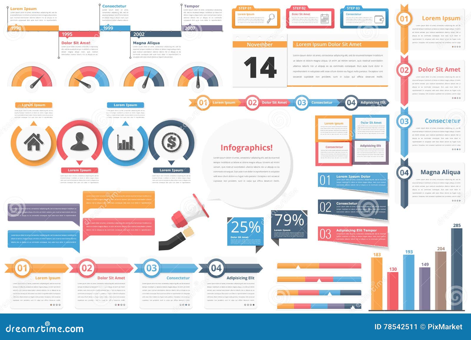 Process Charts With Steps Infographics Vector Illustration ...