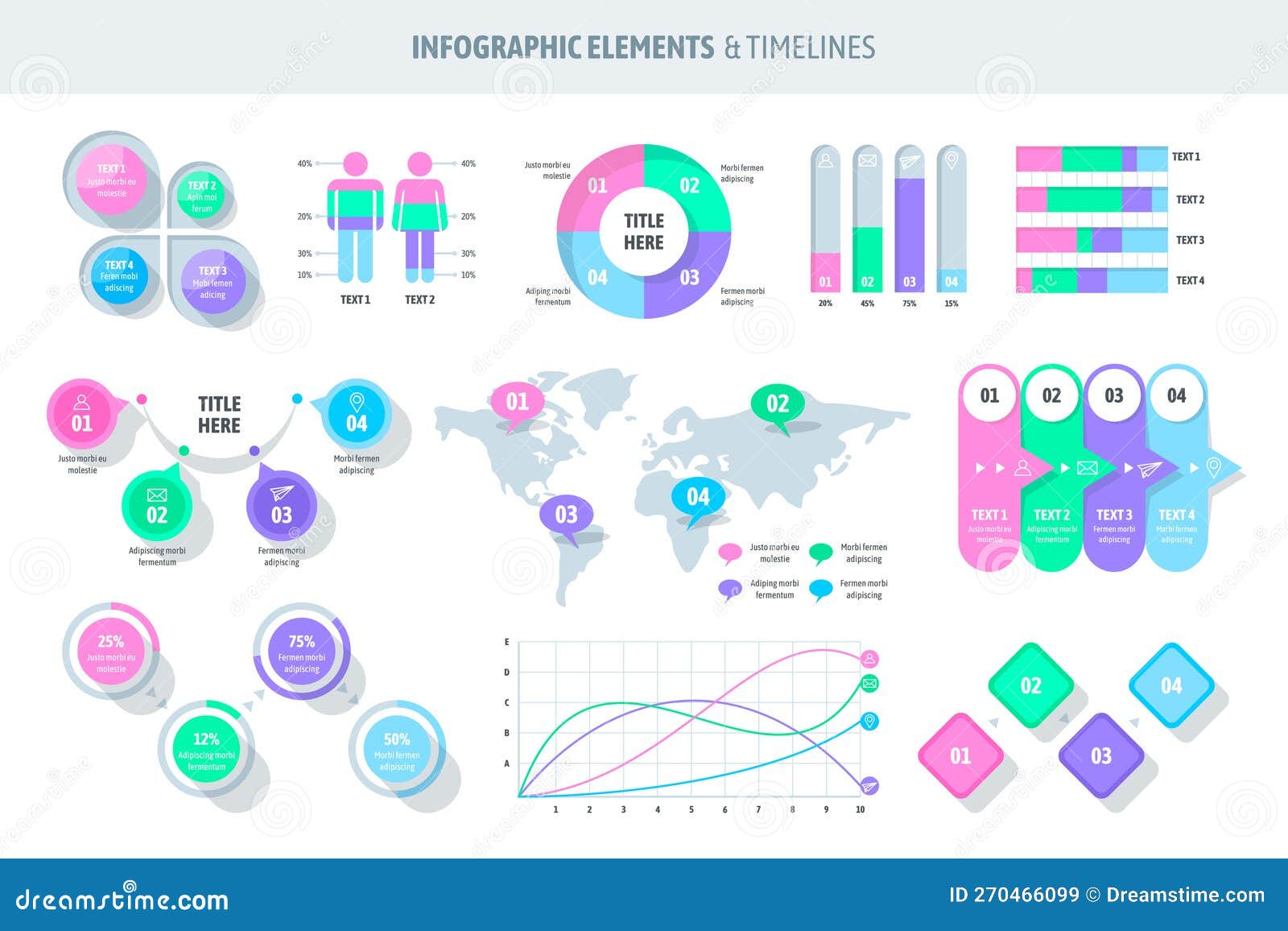 Infographic Elements, Timelines and Milestones Business Set Stock ...