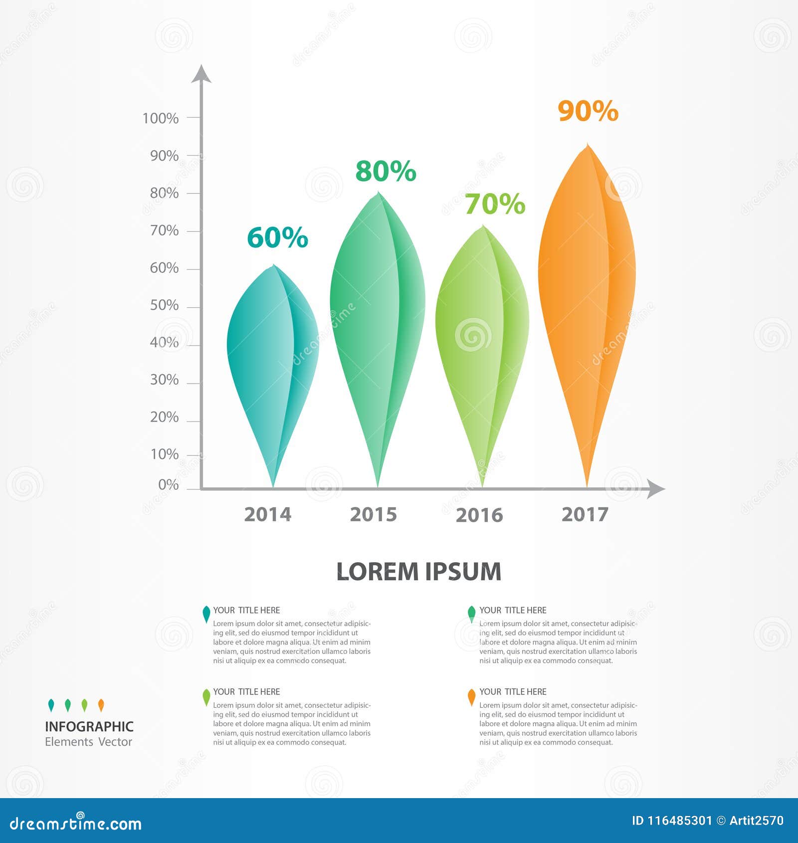 Infographic Elements Vector for Business, Leaves 3d Icon, Brochure ...