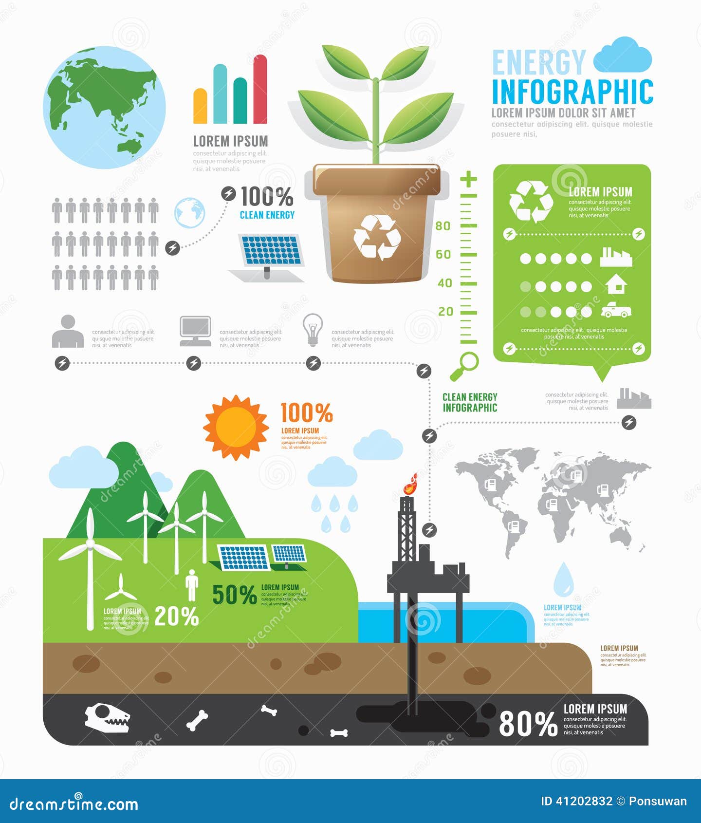Infographic Energy Chart Cartoon Vector | CartoonDealer.com #21827415