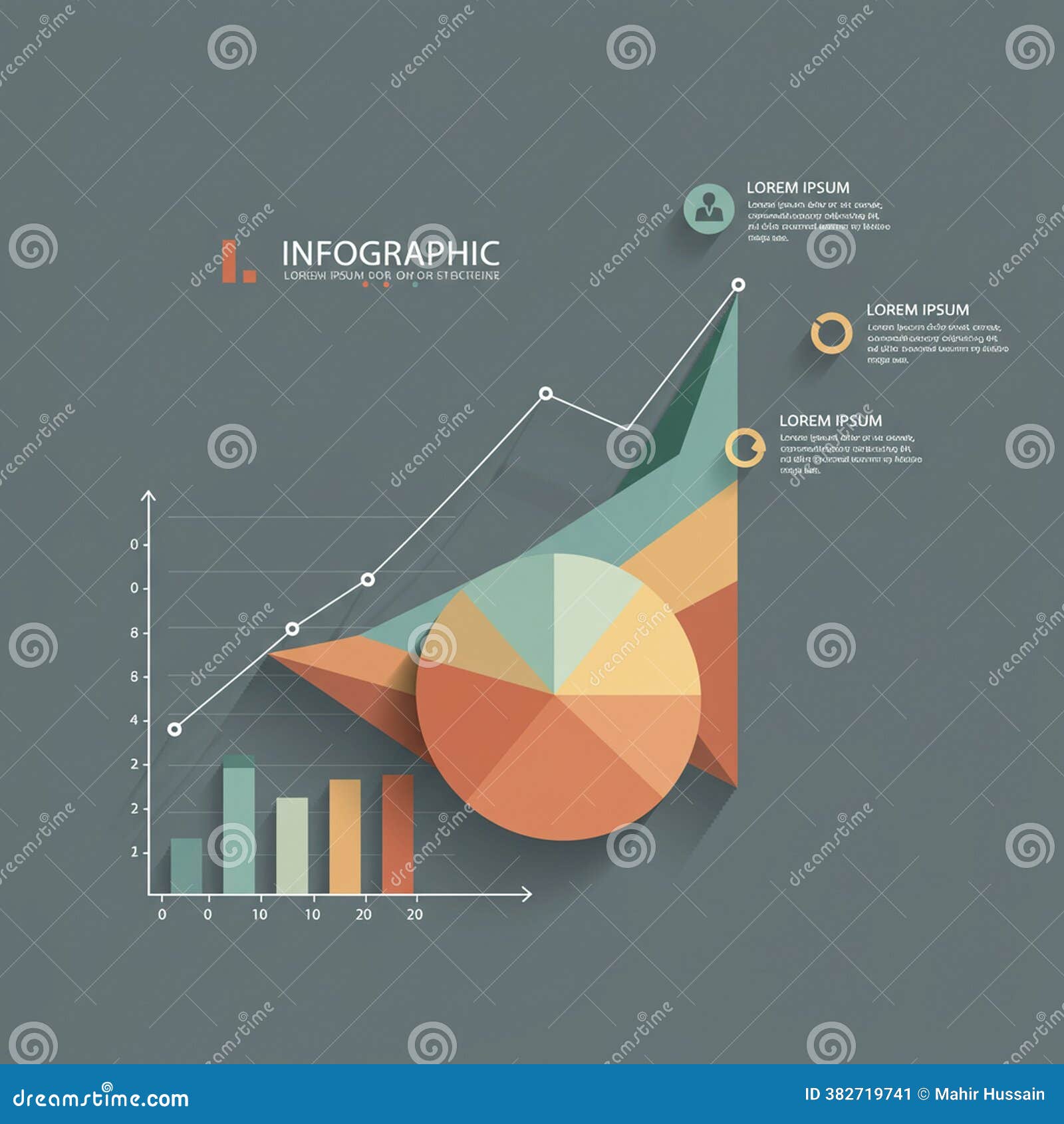 Infographic Featuring Various Charts And Graphs In Grayscale, Including ...