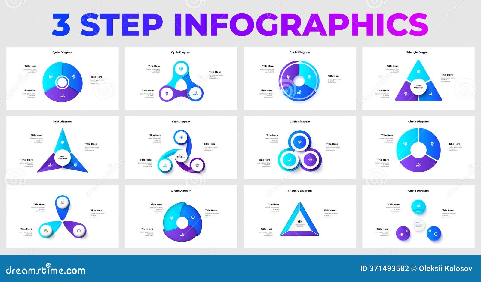 Three Step Template, Banner, Infographic, Diagram, Chart, Column ...