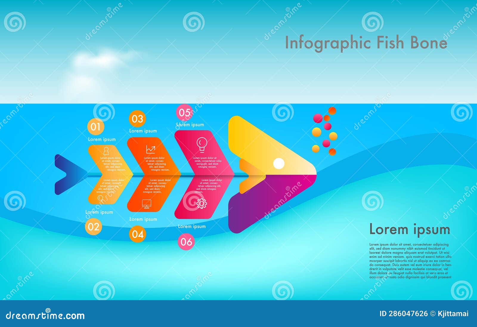 Infographic Fish Bone Chart To Present Data Template Stock Vector ...