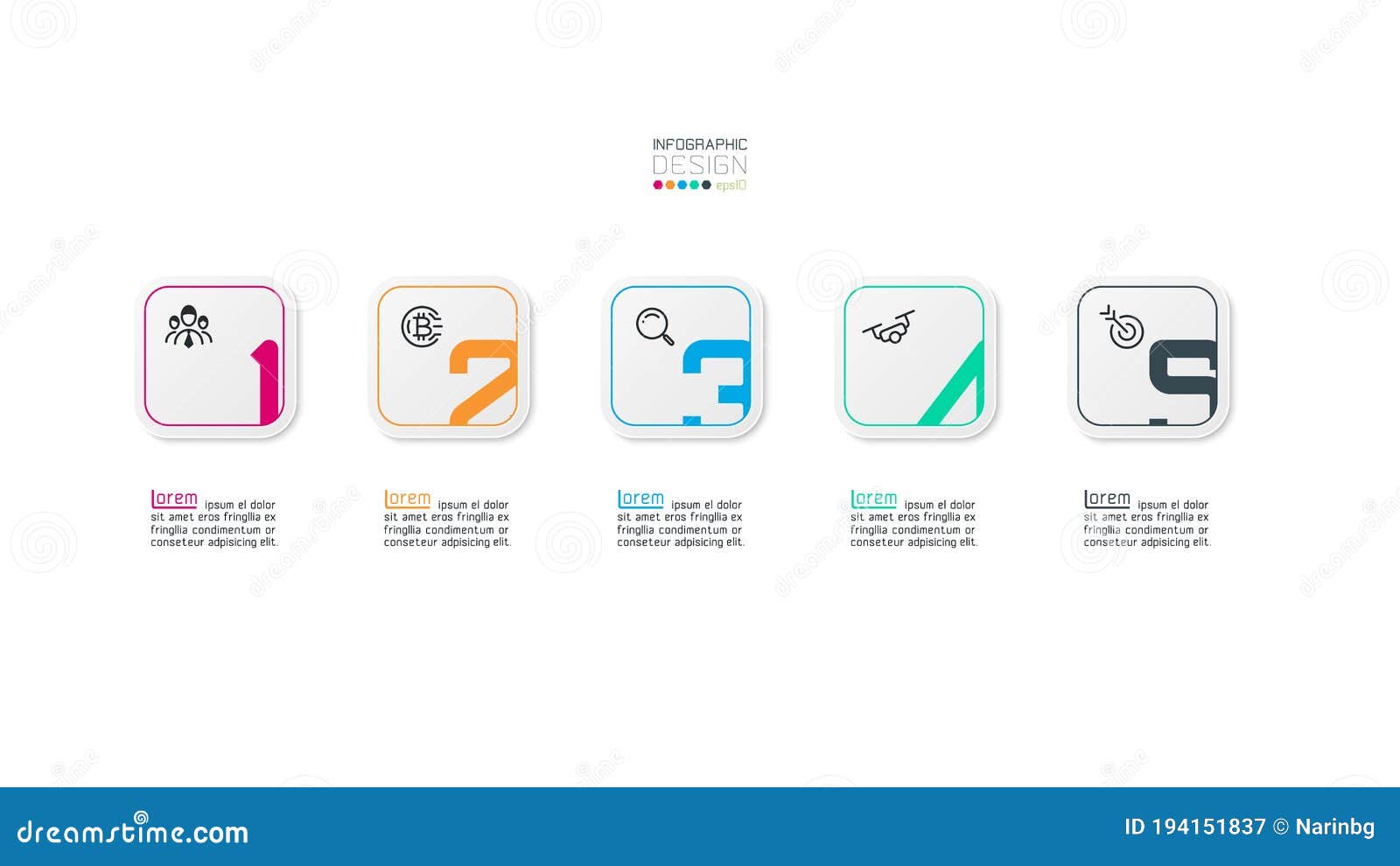 Five Boxes Square With Rounded Corners Design Of Vector Use Describe ...