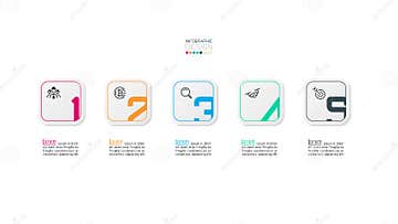 Five Boxes Square with Rounded Corners Design of Vector Use Describe ...
