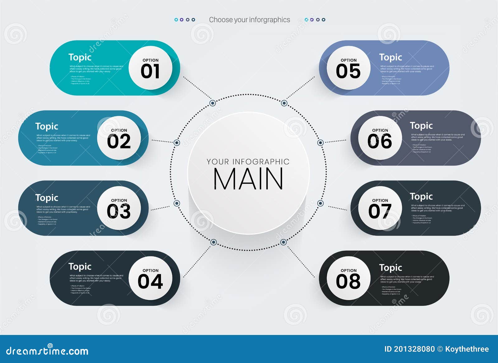8 Options of Infographic, Used in Business Data. Stock Vector ...