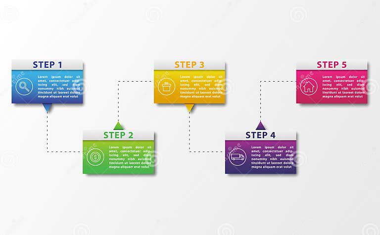 Infographic Five Step Cycle Process Stock Vector - Illustration of ...