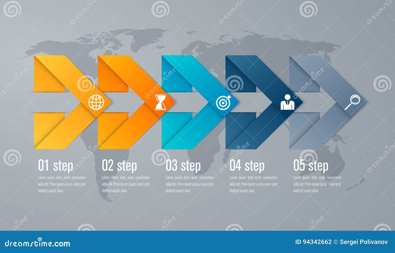 Five Step Infographics, Circular Shapes, Multi Level Hierarchy ...