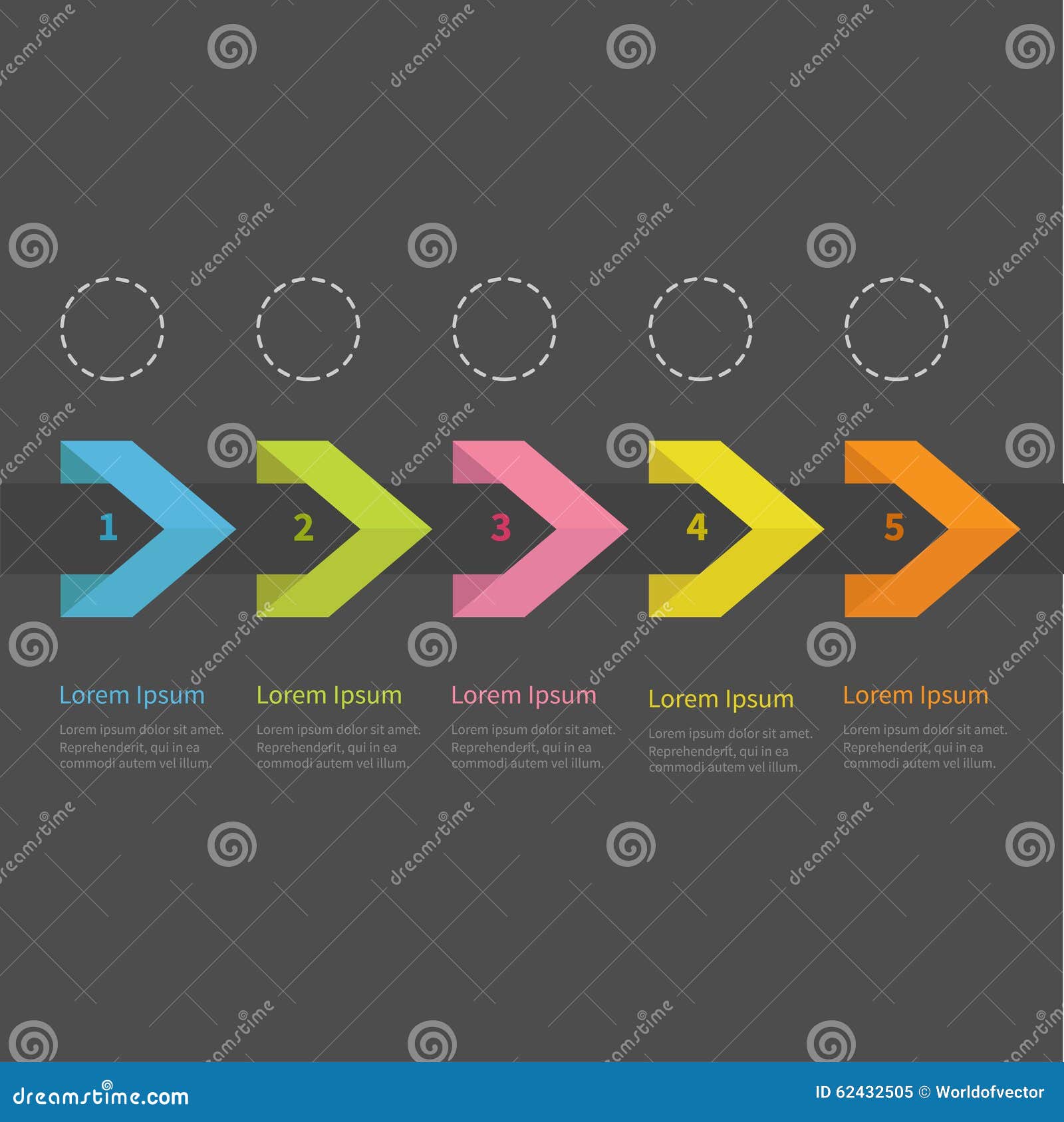 Five Step Chevron Menu Chart Cartoon Vector | CartoonDealer.com #58081937