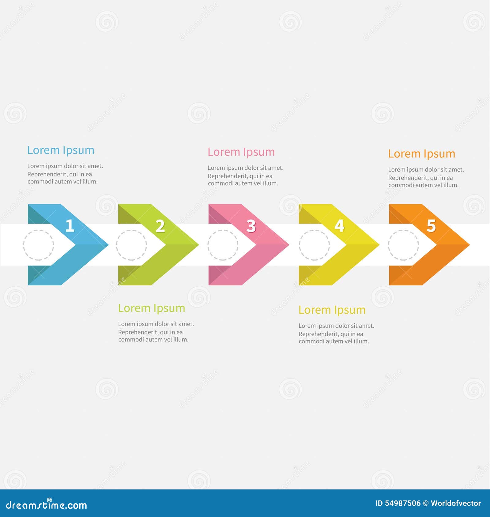 Infographic Five Step Timeline Ribbon Arrow Vector Illustration ...