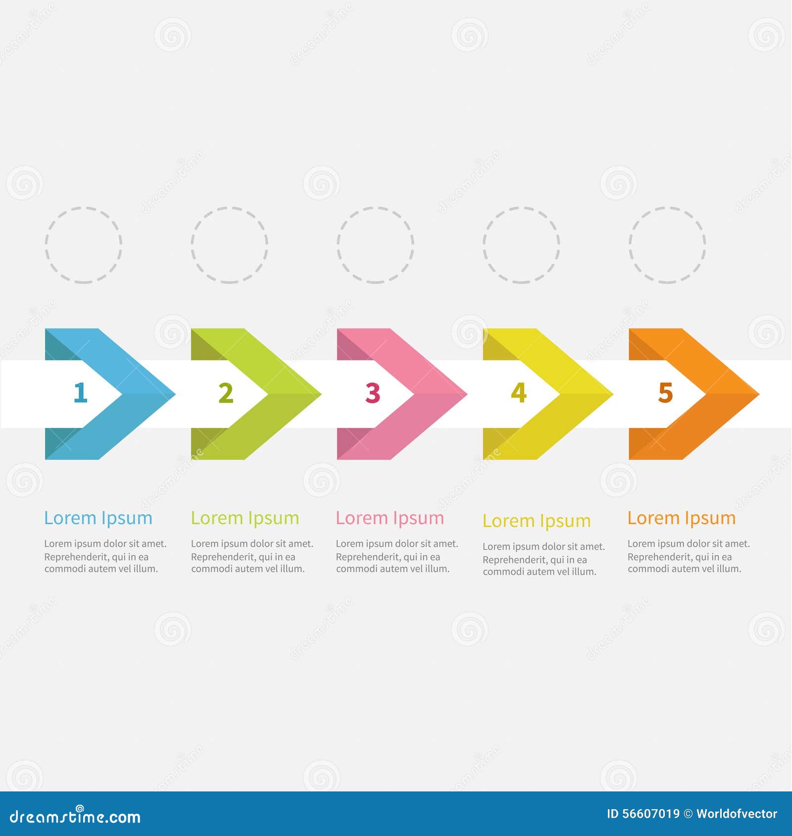 Five Step Infographics, Circular Shapes, Multi Level Hierarchy ...