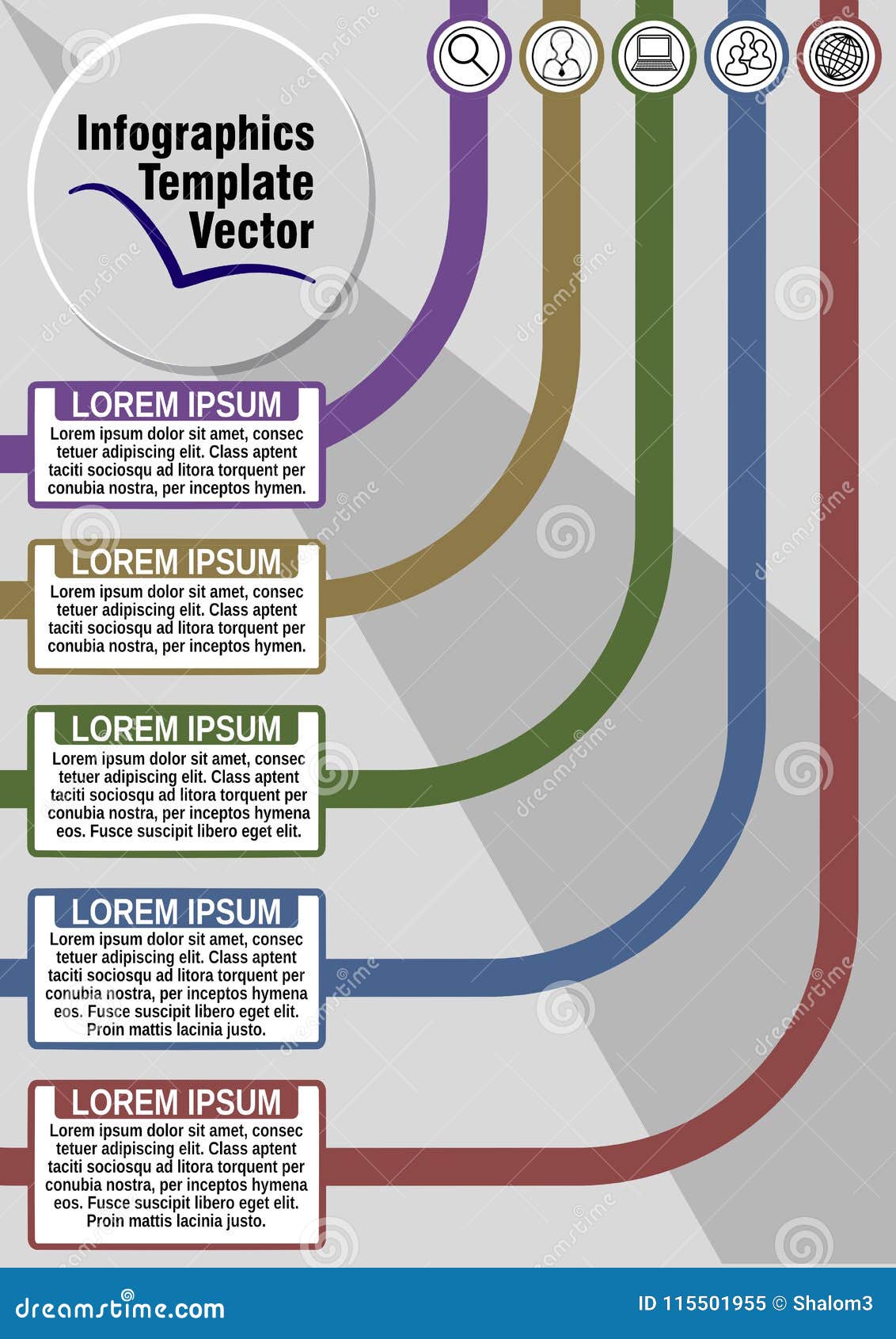 Infographic Five Step Template, Process Visualization in Unusual ...