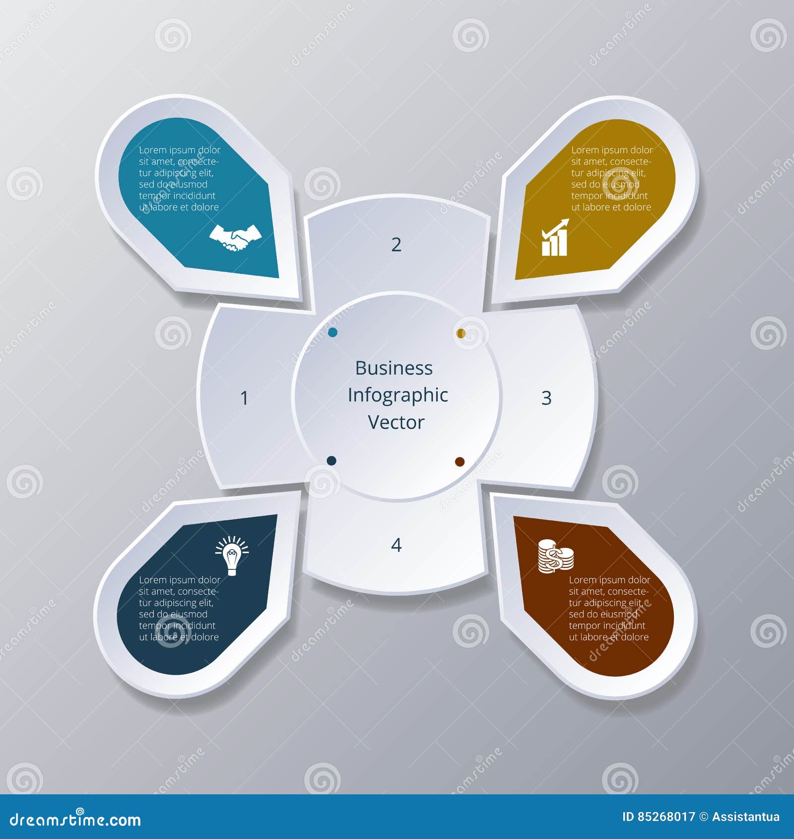 Infographic Four Points Arranged in Circle Gear Stock Vector ...