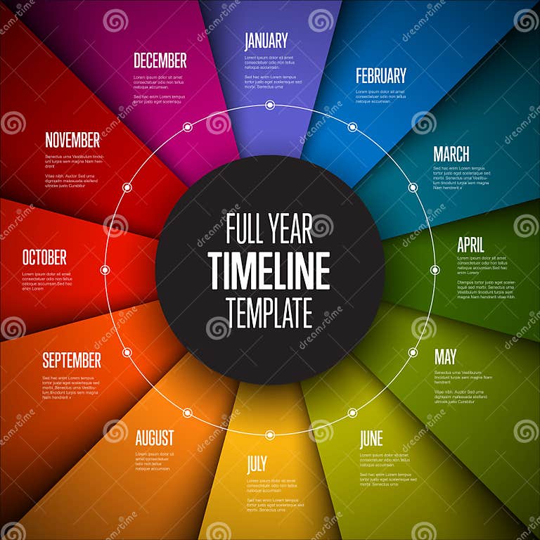 Infographic Full Year Timeline Template Stock Vector - Illustration of ...