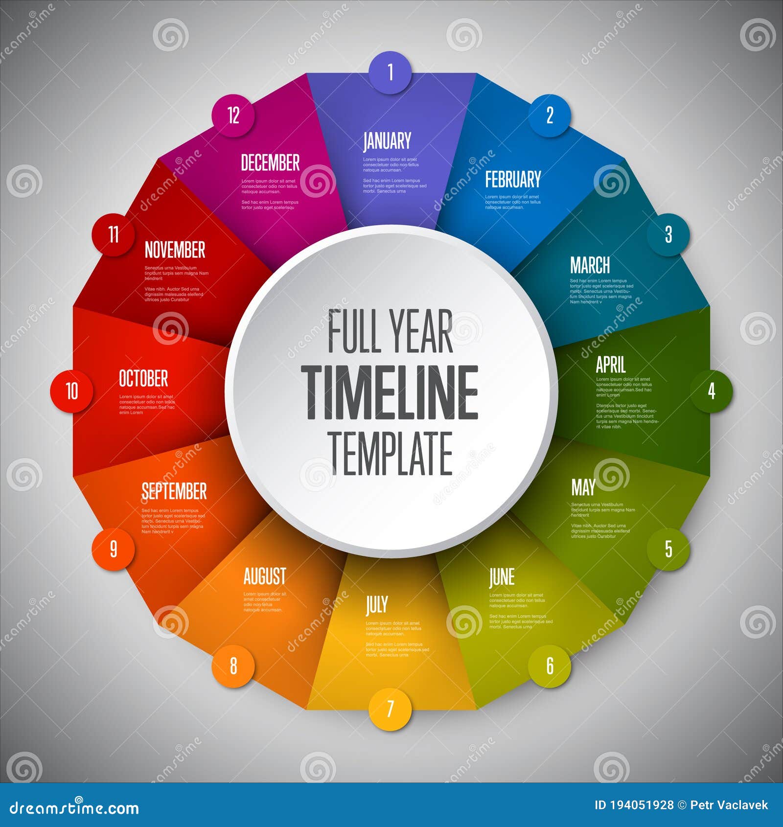 Infographic Full Year Timeline Template Stock Vector - Illustration of ...