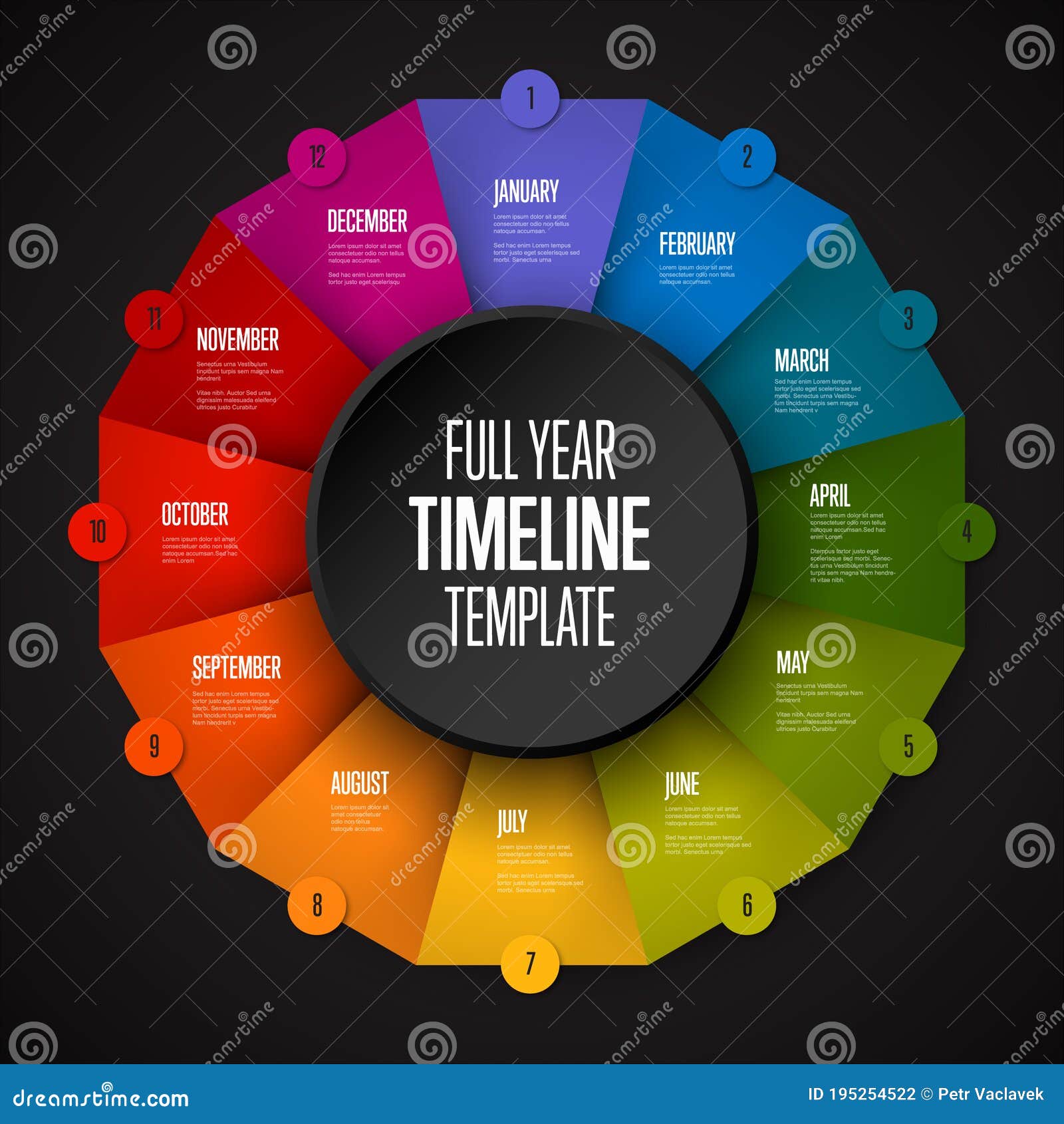 Infographic Full Year Timeline Template Vector Illustration ...
