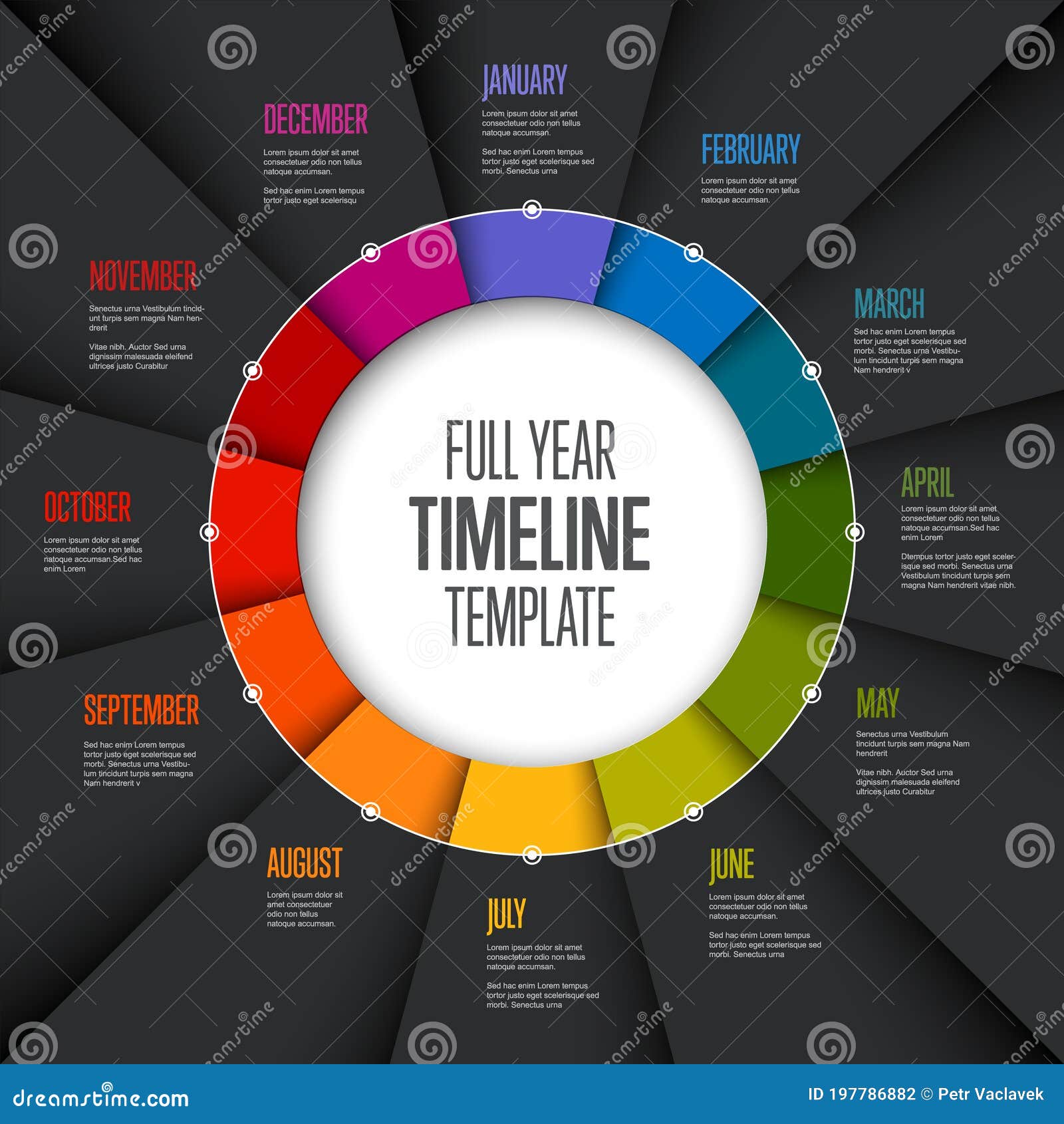 Infographic Full Year Timeline Template Vector Illustration ...