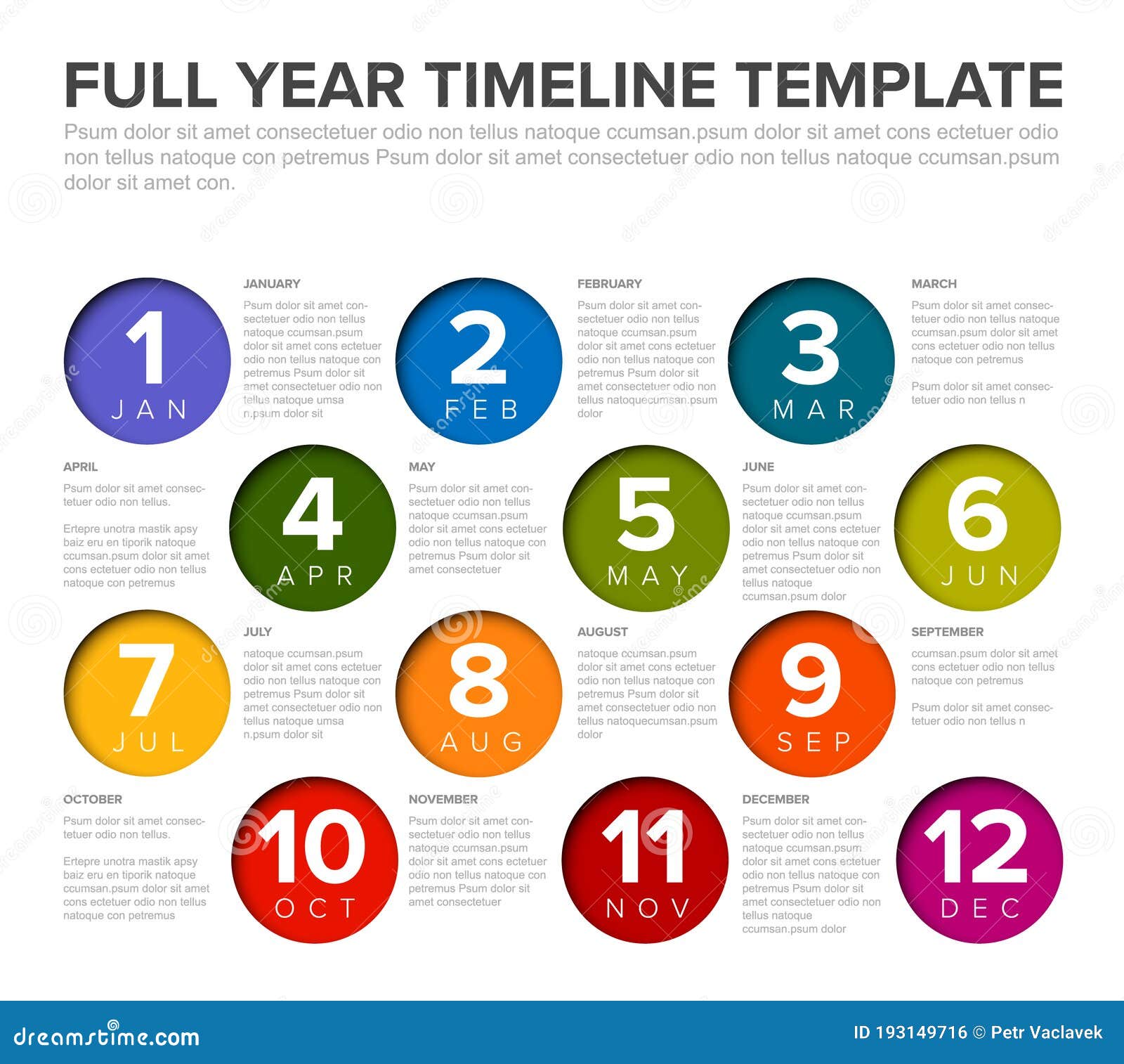 Full Year Circular Timeline Template Vector Illustration ...