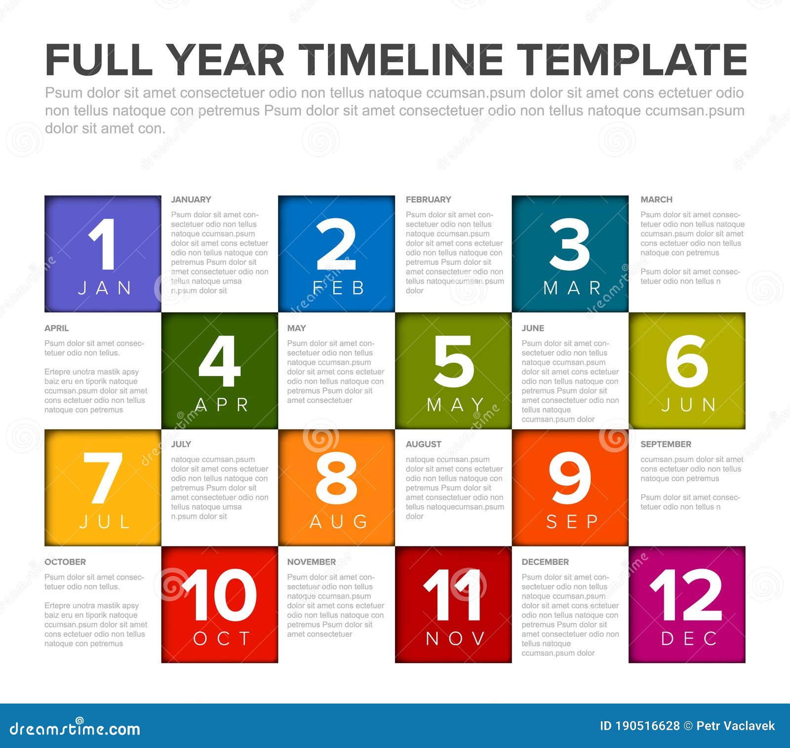 Infographic Full Year Timeline Template Stock Vector - Illustration of ...