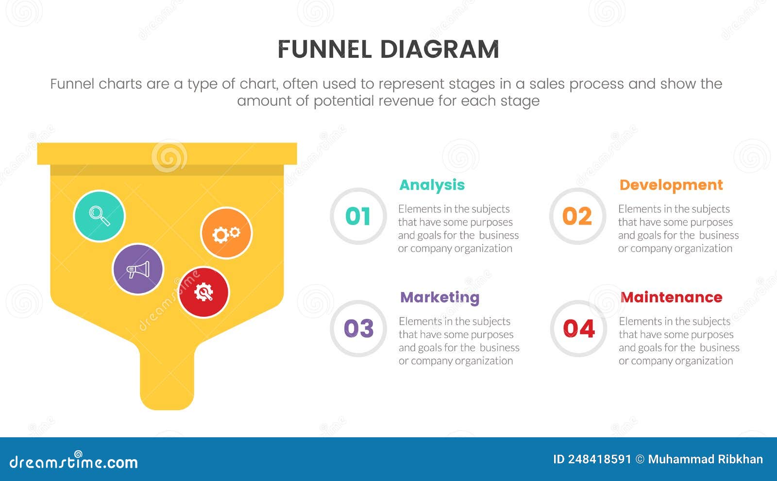 Infographic Funnel Chart Concept For Slide Presentation With 4 Point ...