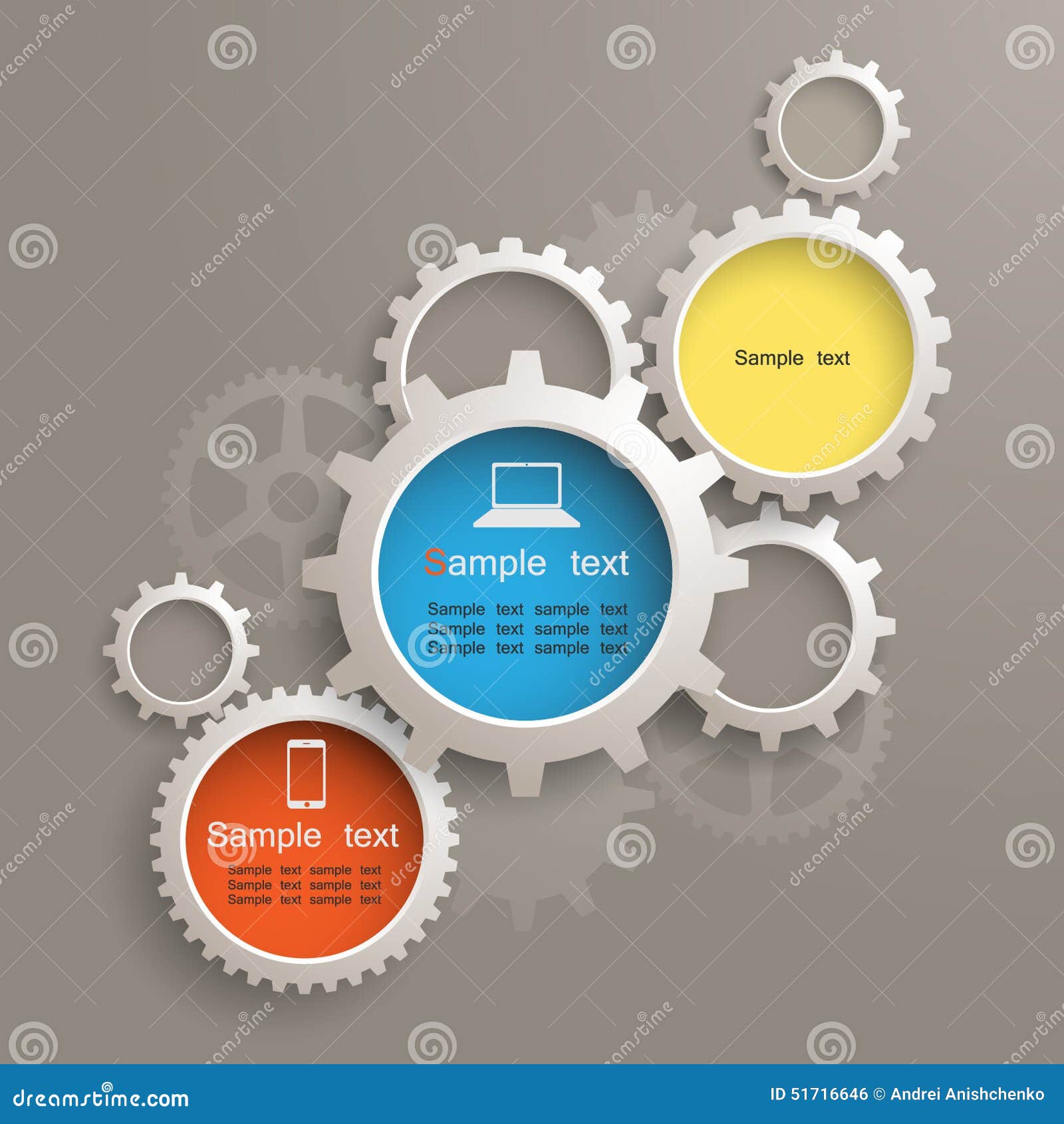 Infographic Gears In Head, And Colorful Strips. Template With 4 Options ...