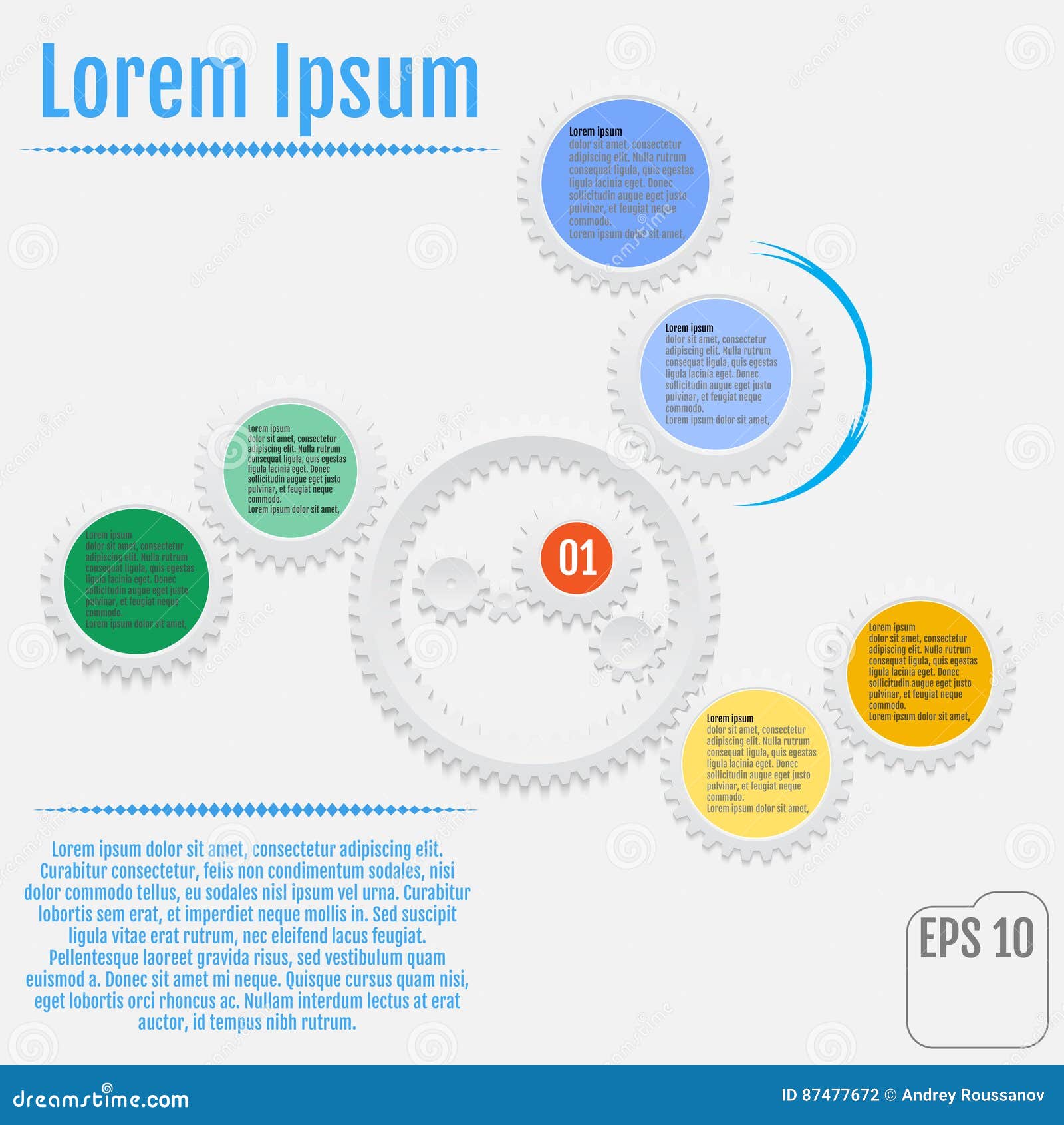 Infographic Gears In Head, And Colorful Strips. Template With 4 Options ...