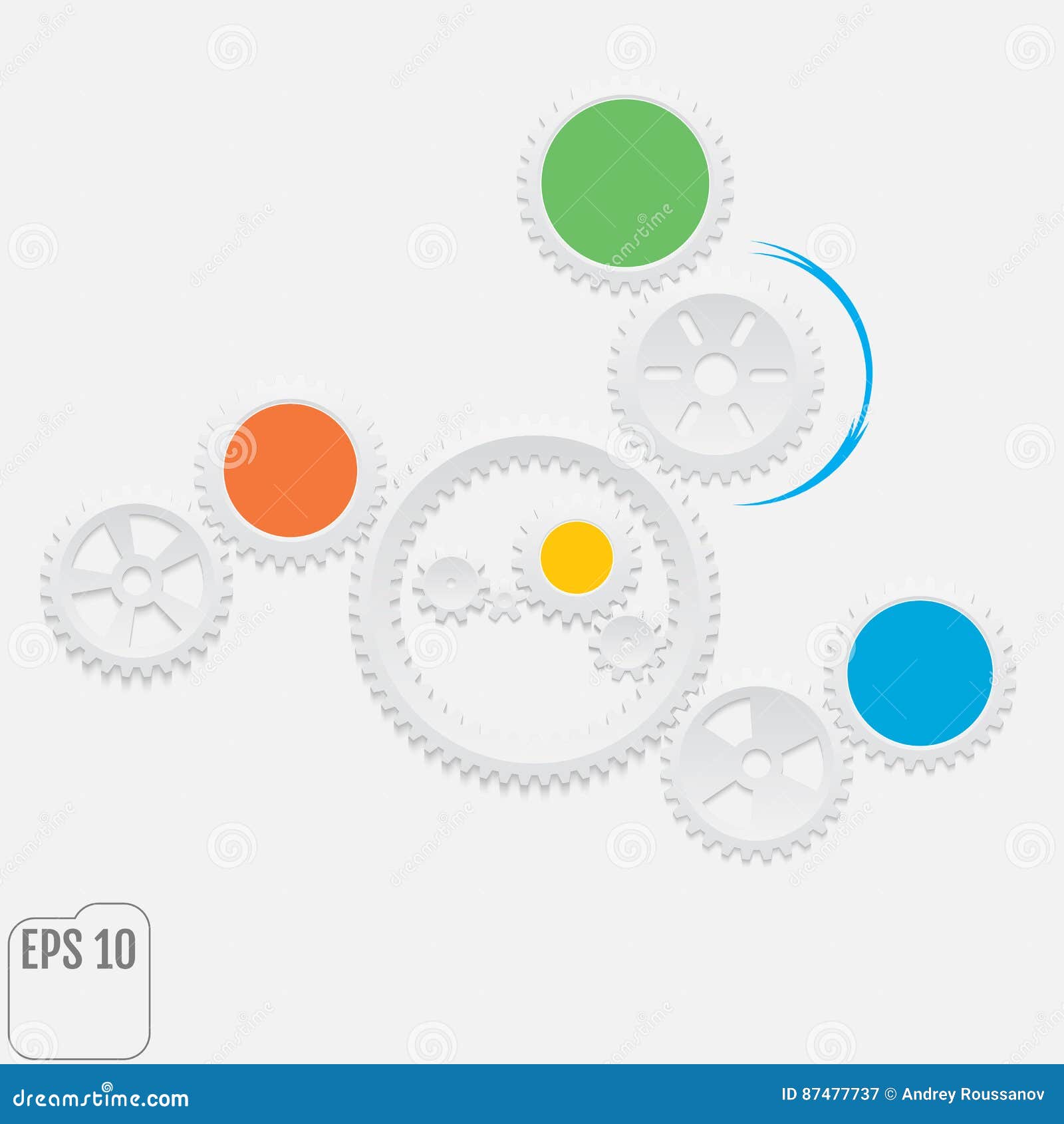 Infographic Gears In Head, And Colorful Strips. Template With 4 Options ...