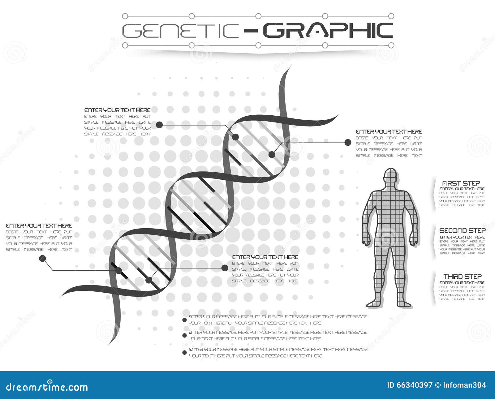 DNA Infographic. Genetic Spiral, Genomic Model Molecule Diagram And Adn ...