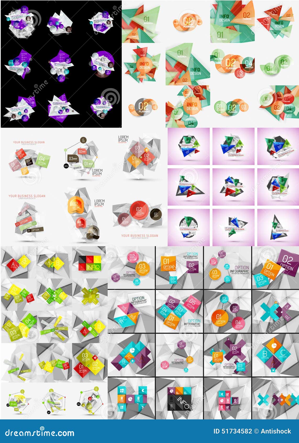 Infographic Geometric Layouts Stock Vector - Illustration of colorful ...