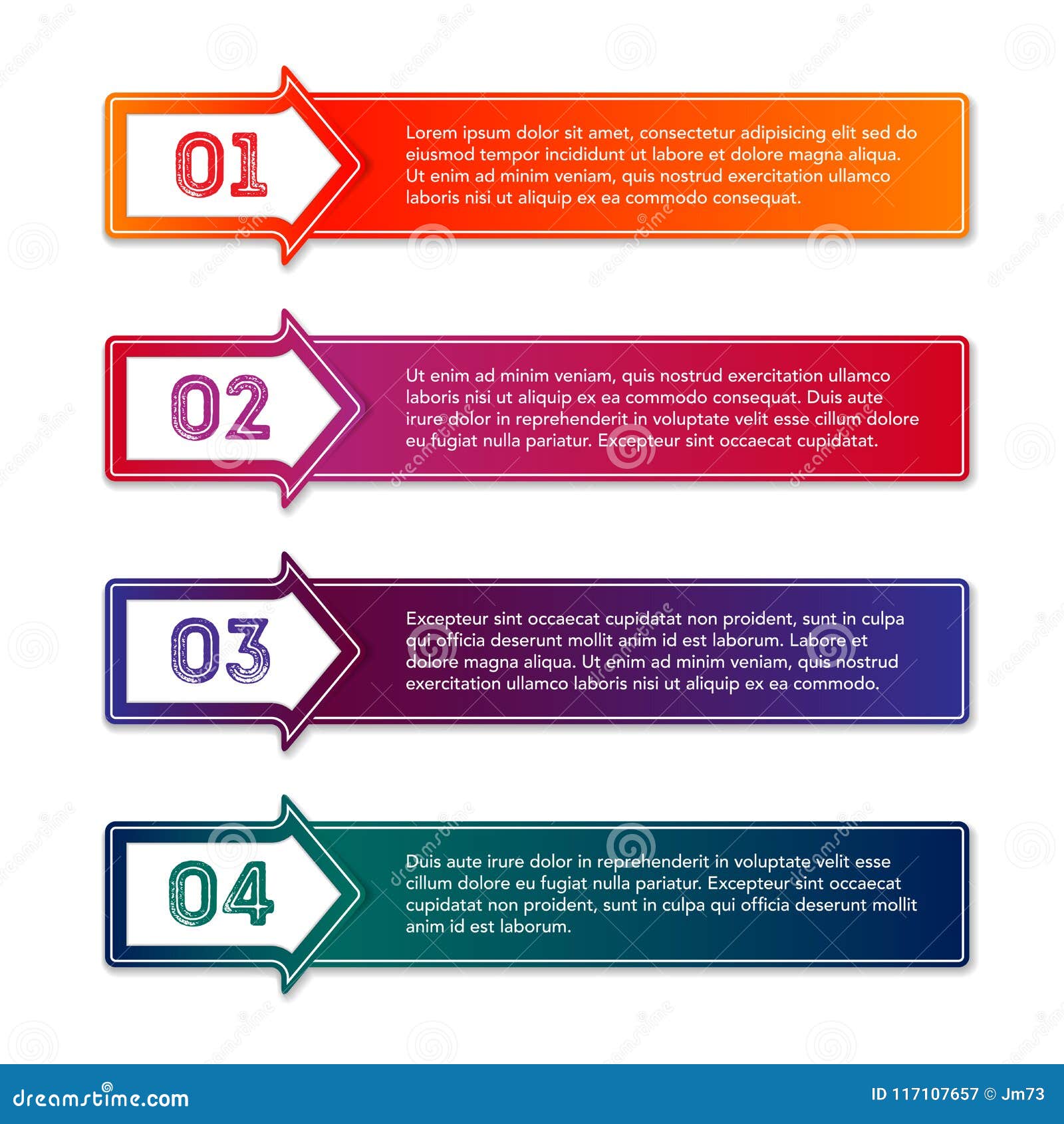 Infographic Gradient Frames with Step Arrows and Sample Text Stock ...