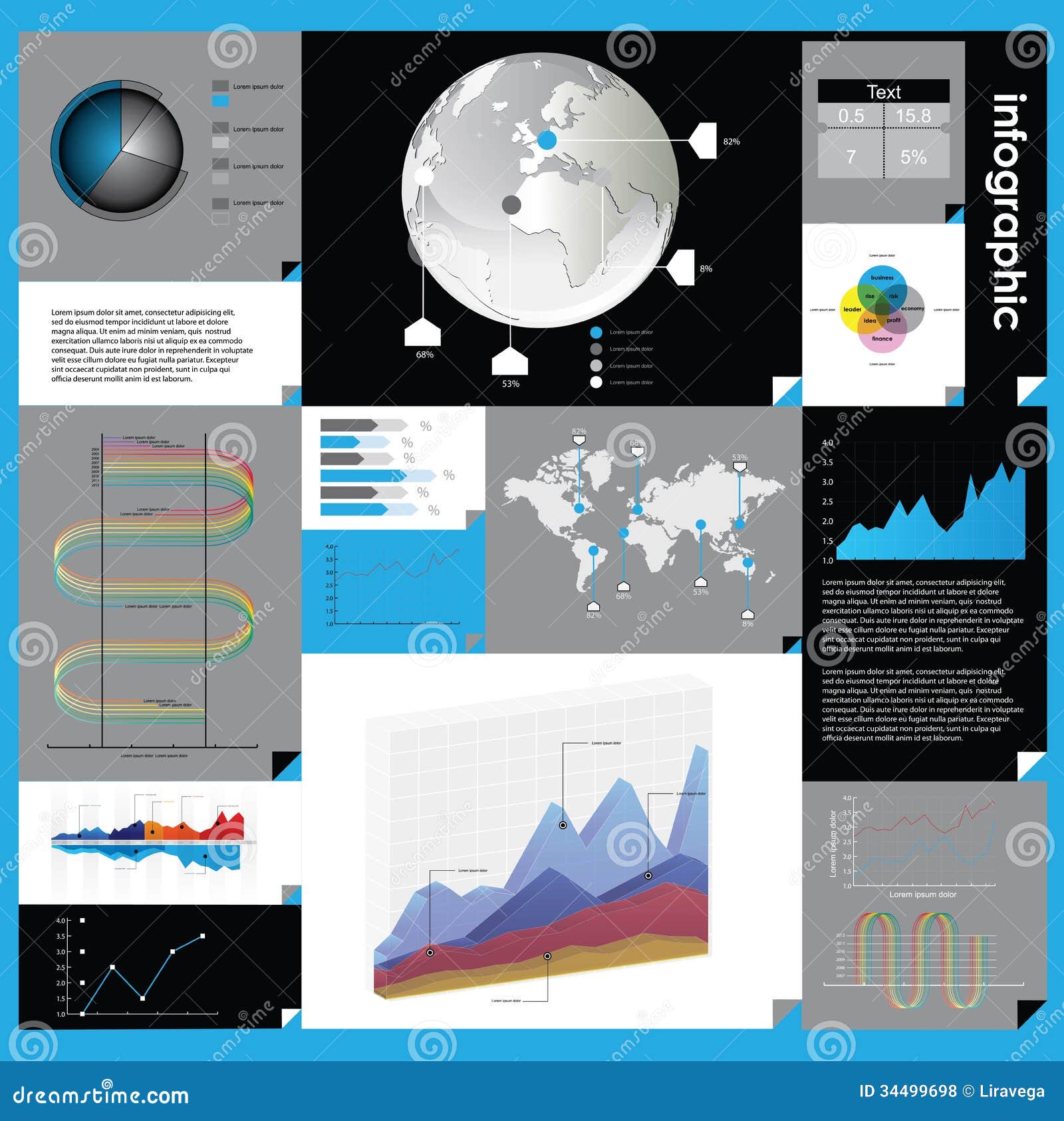 Infographic Graphs and Elements. Stock Illustration - Illustration of ...
