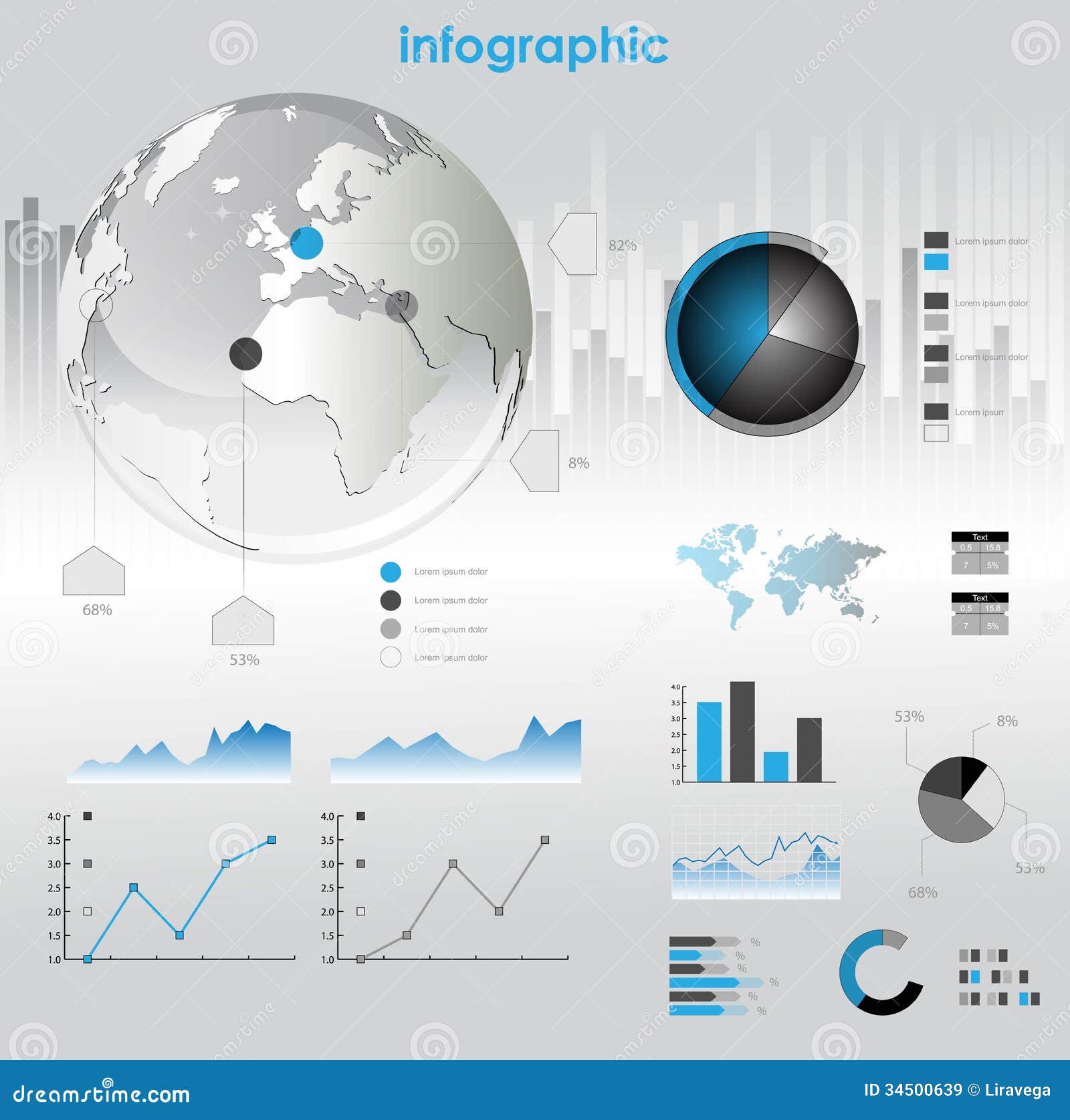 Infographic Graphs and Elements. Stock Illustration - Illustration of ...