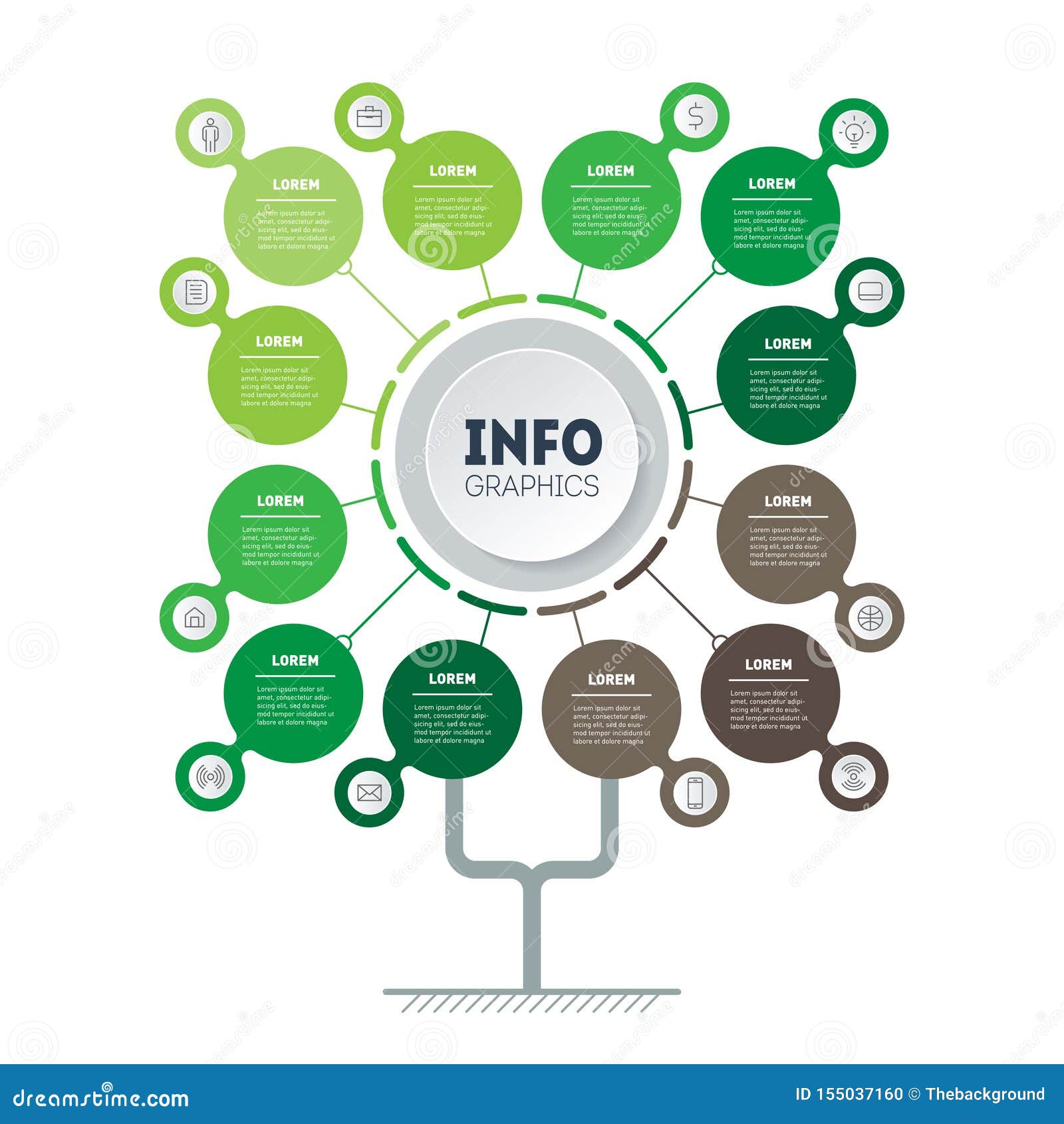 Infographic of Green Technology or Education Process with 12 Points ...