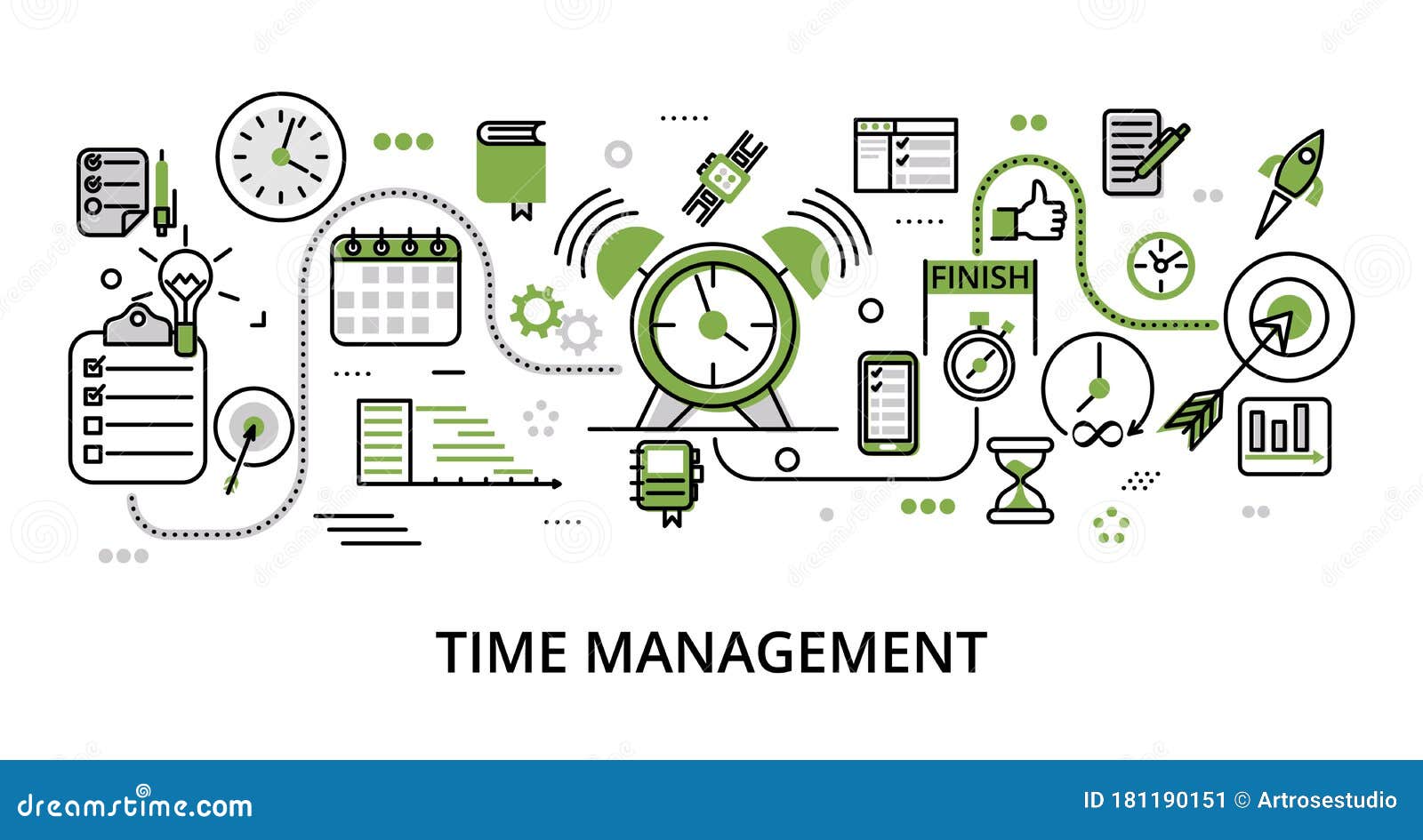 Infographic Greenery Time Management Concept, Modern Flat Thin Line ...
