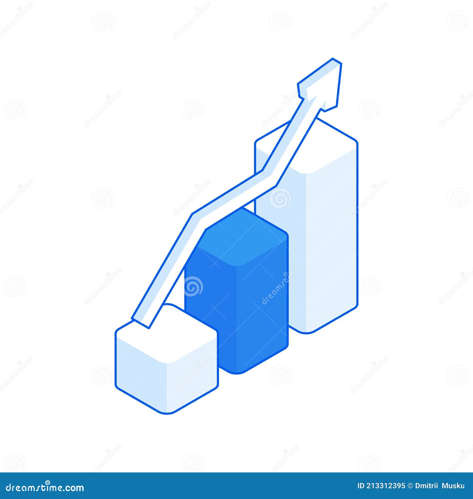 Infographic Growth Vector Isometry. Graph Arrow on Statistical Columns ...