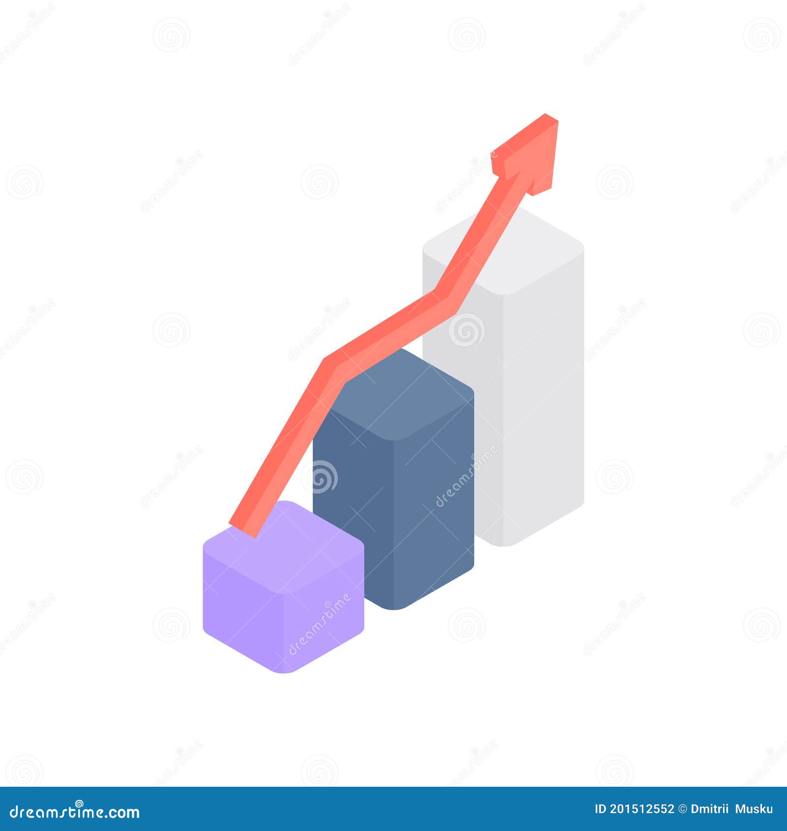 Infographic Growth Vector Isometry. Red Graph Arrow on Statistical ...