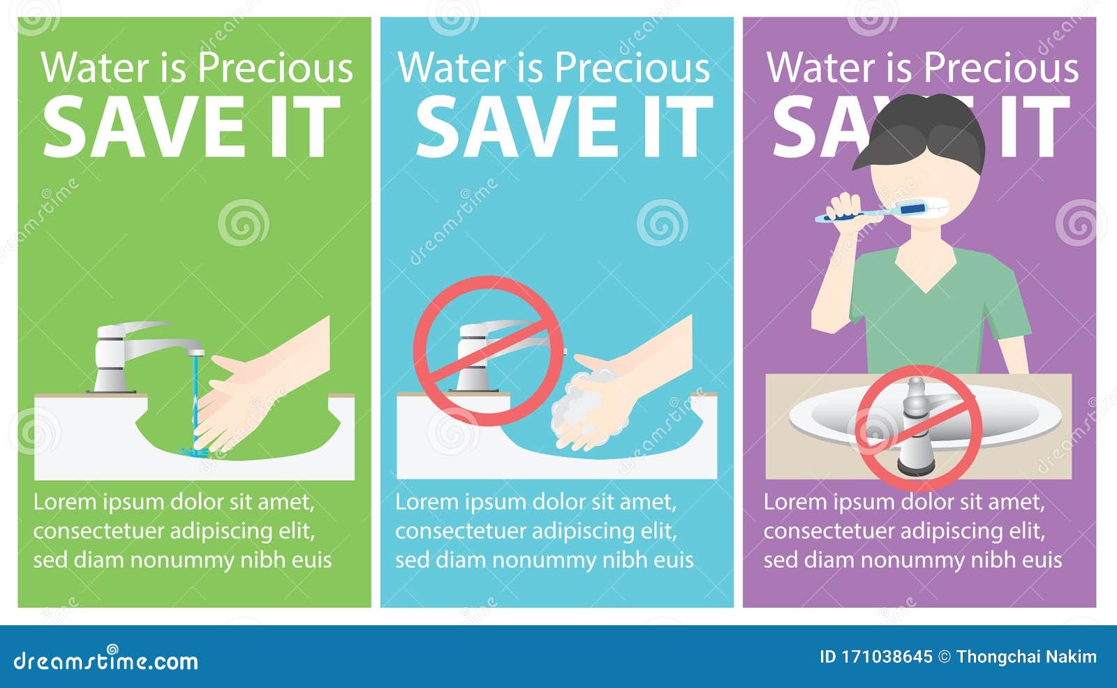 Infographic Of Guidelines For Helping To Conserve Water In Homes Stock