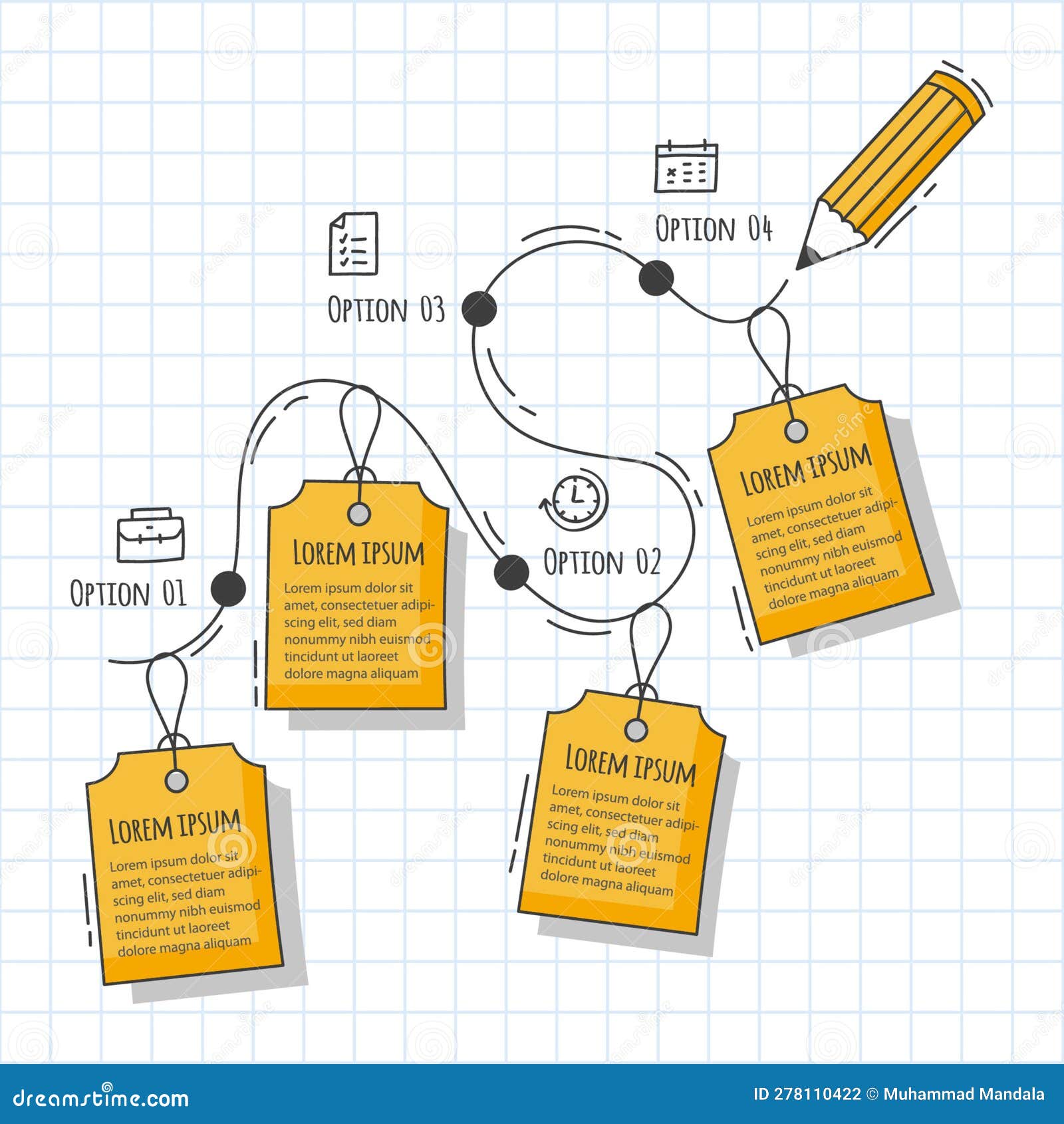 Infographic Hand Drawn Professional Steps with Yellow Color Template ...